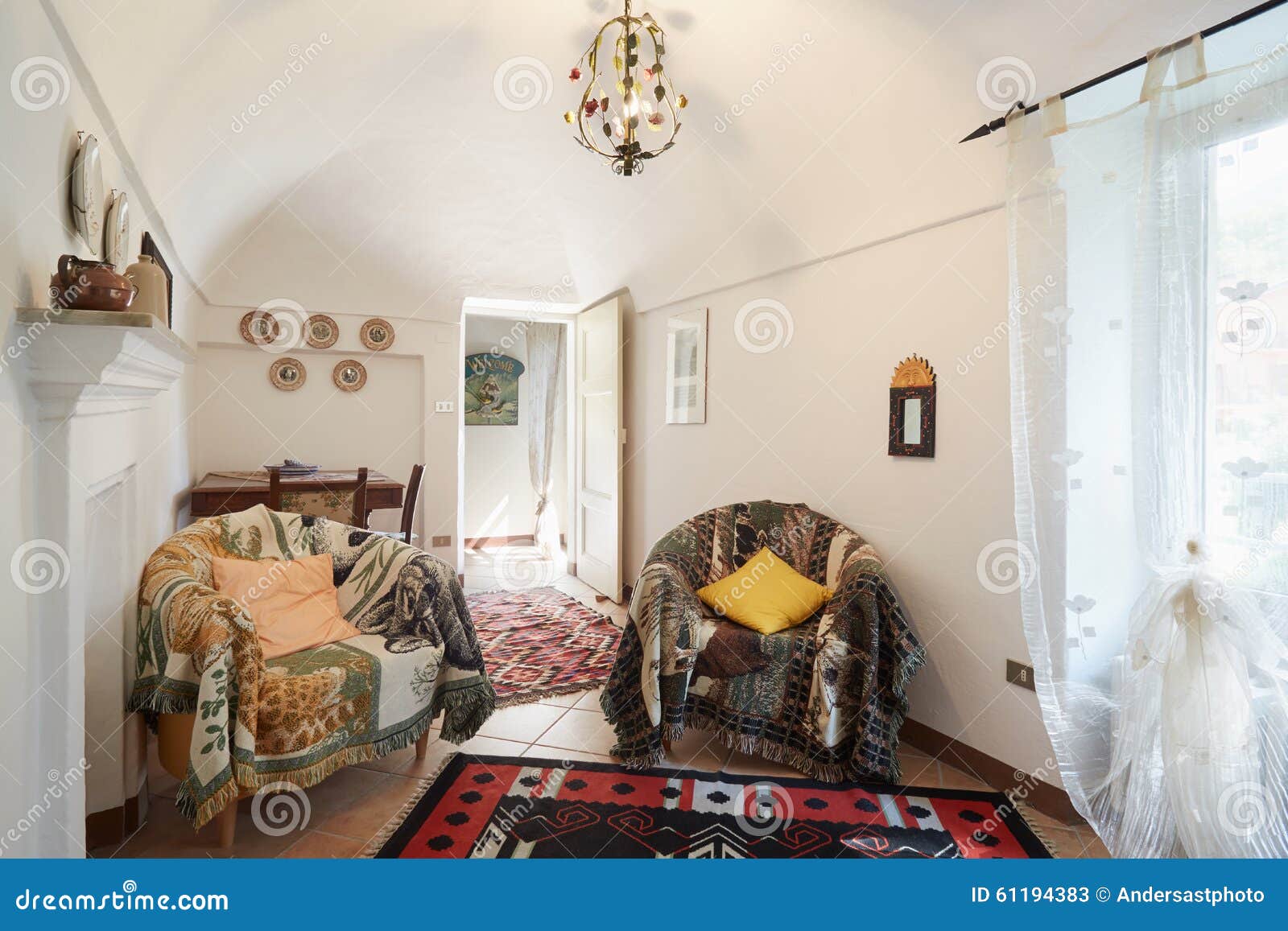 Living Room, Sunny Simple Interior Stock Image - Image of hardwood ...