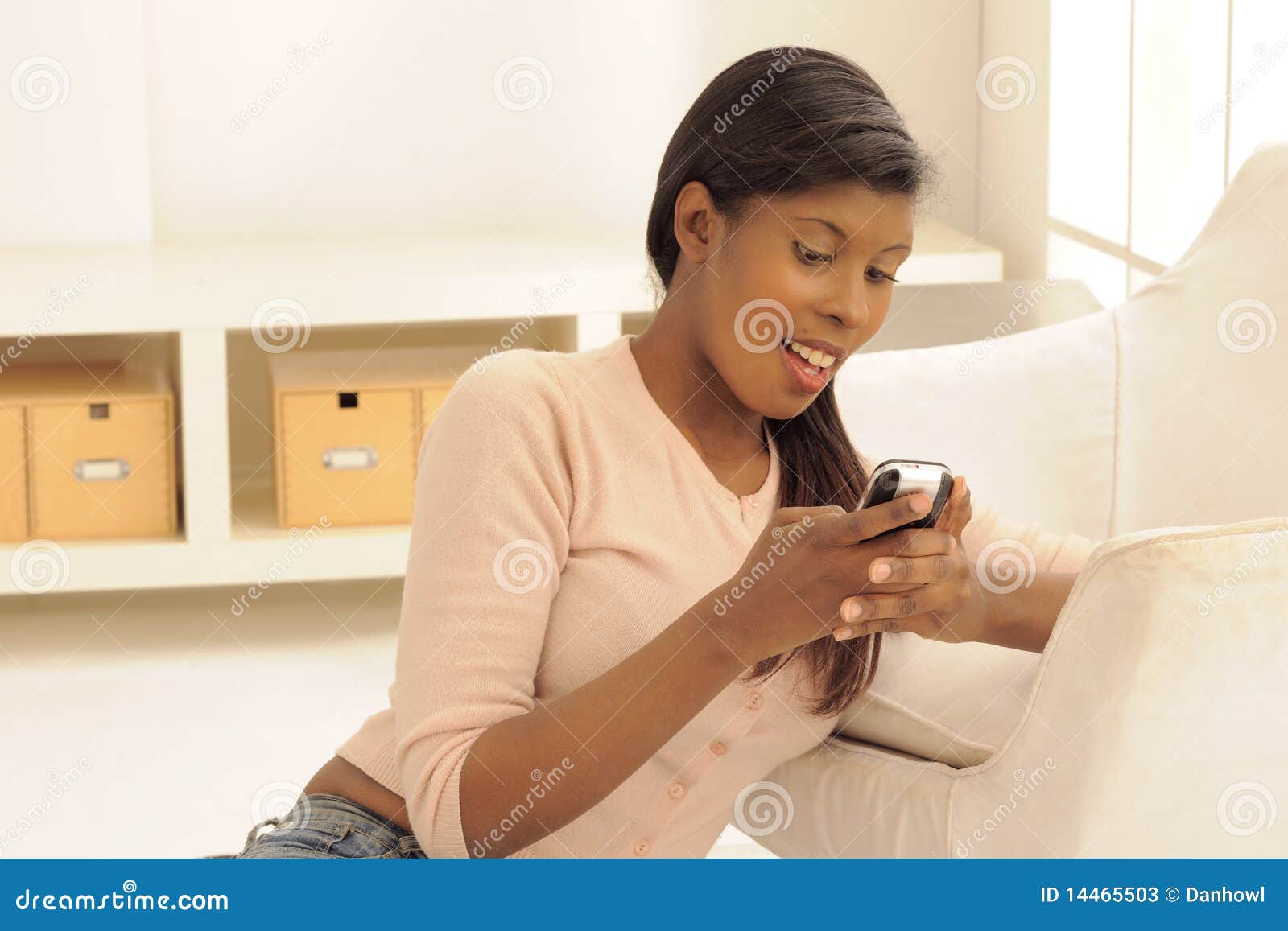 Living Room Texting Cell Phone Stock Image - Image of home, young: 14465503