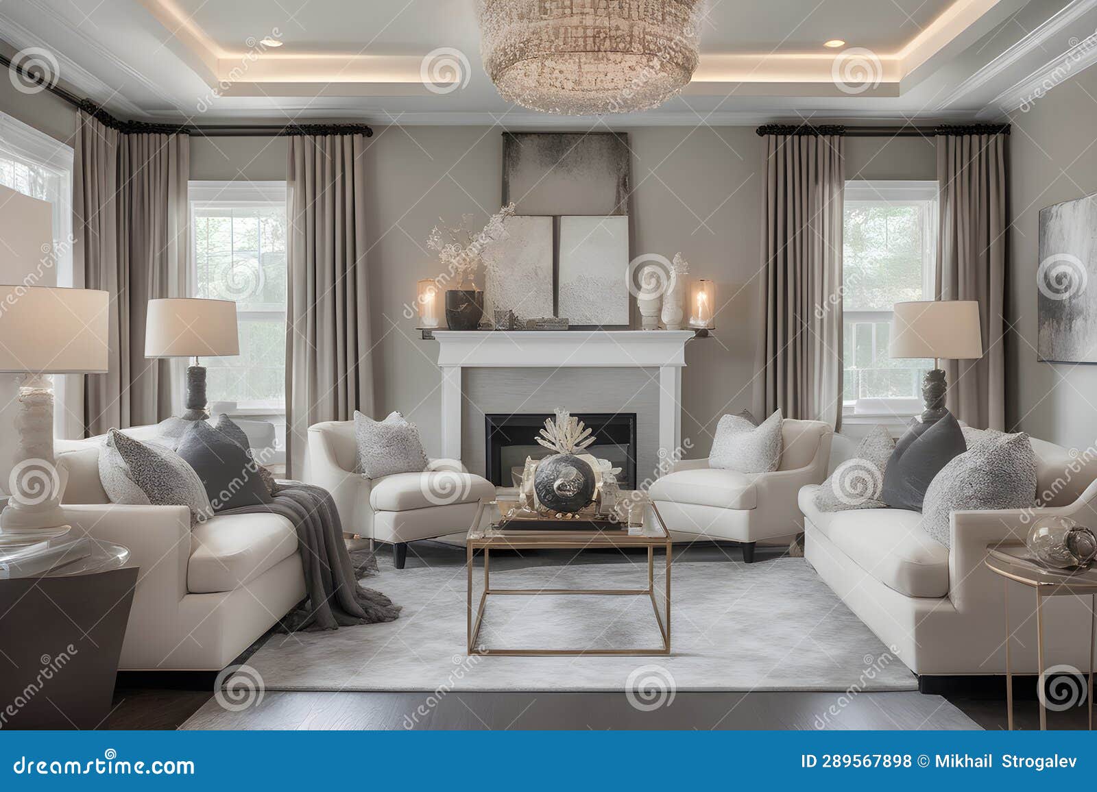 Living Room in Transitional Interior Design Stock Illustration ...