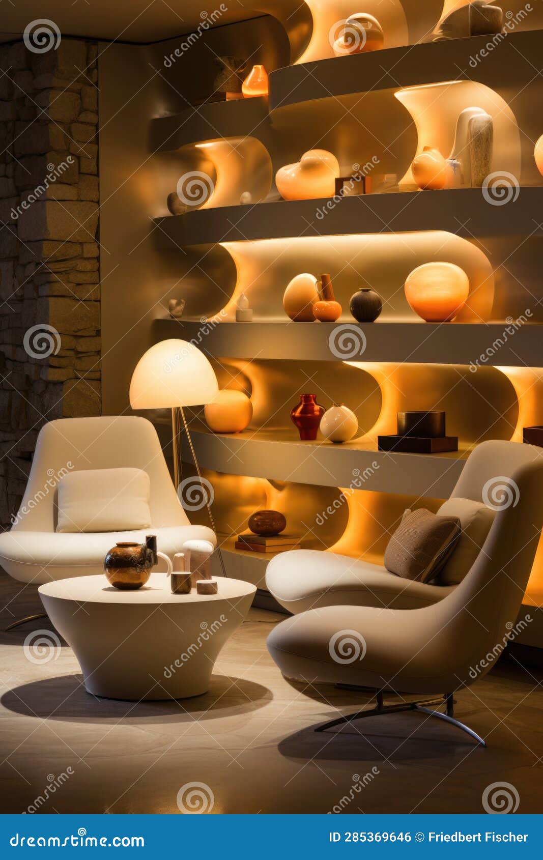A Living Room with Two Chairs and a Table. Digital Image. Stock ...