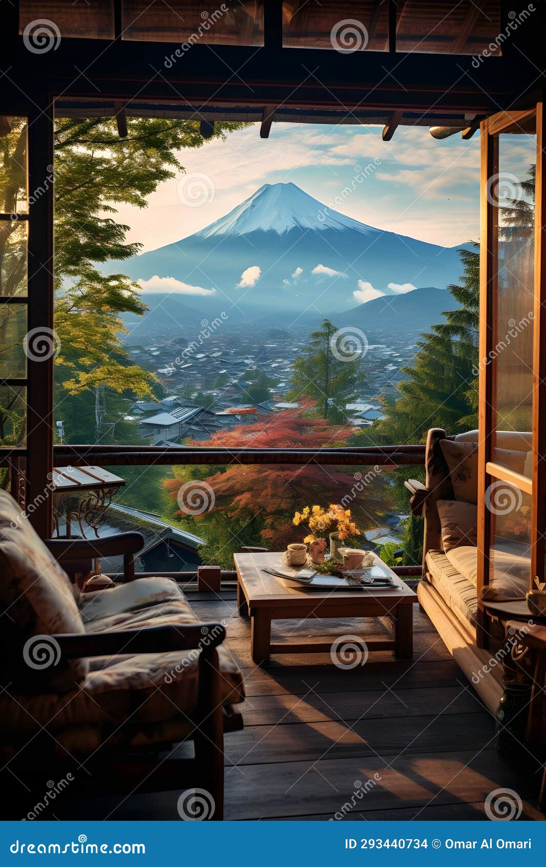 A Living Room with a View of a Mountain.Window View from Open Window ...
