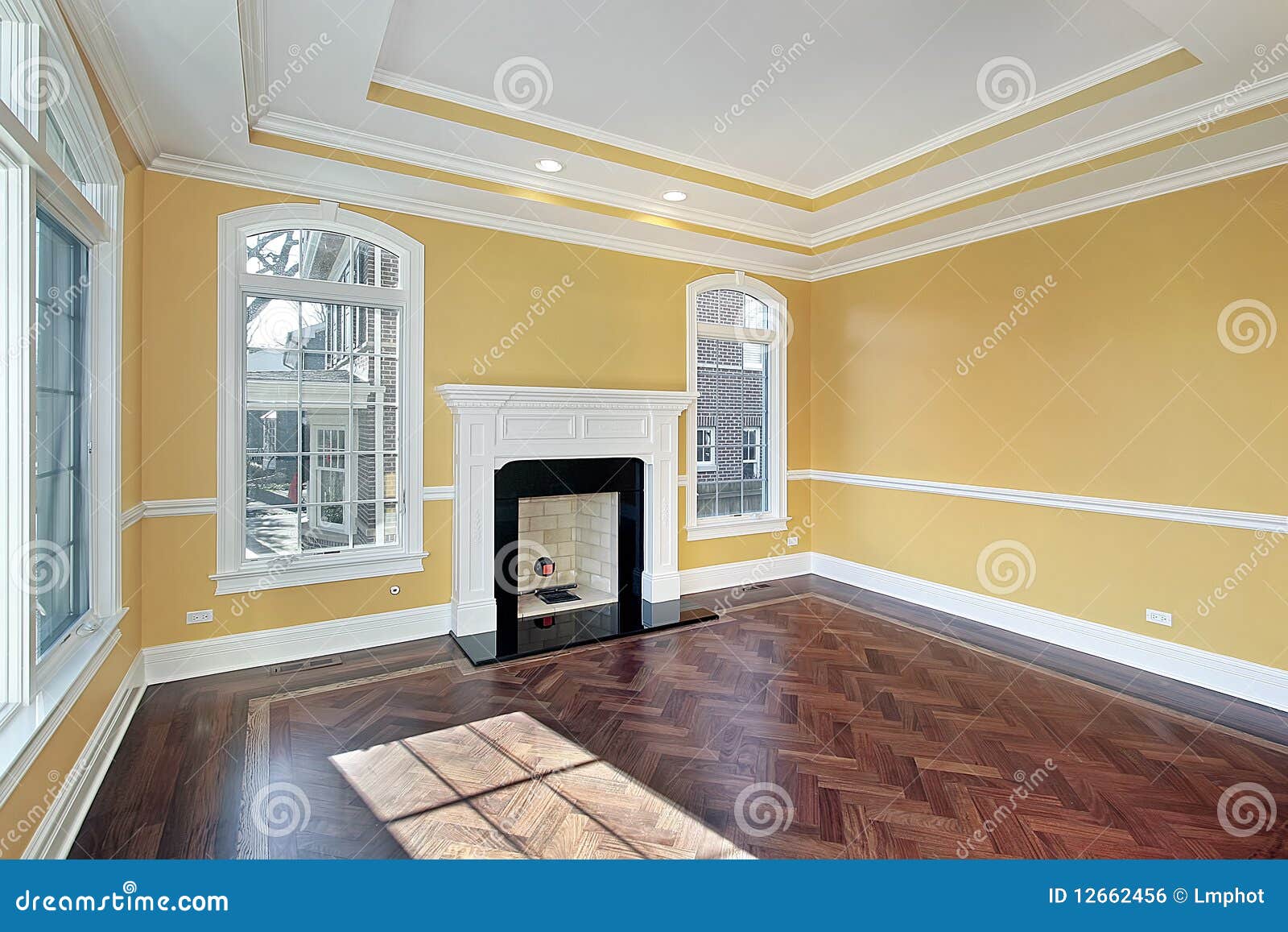 Living Room with Yellow Walls Stock Photo - Image of chair, couch: 12662456