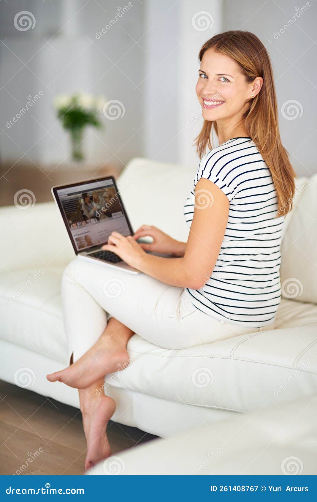 Living in a Smart Home is so Convenient. a Young Woman Browsing the ...