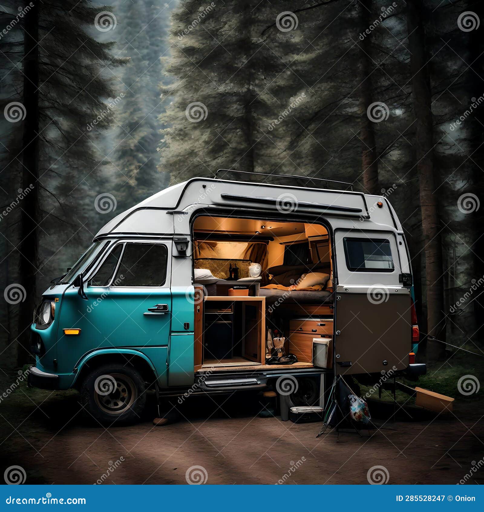 Van Life Living and Travelling - Ai Generated Image Stock Illustration ...