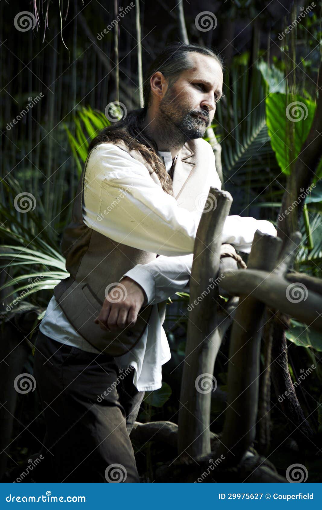 Man in wild forest stock image. Image of story, trophy - 29975627