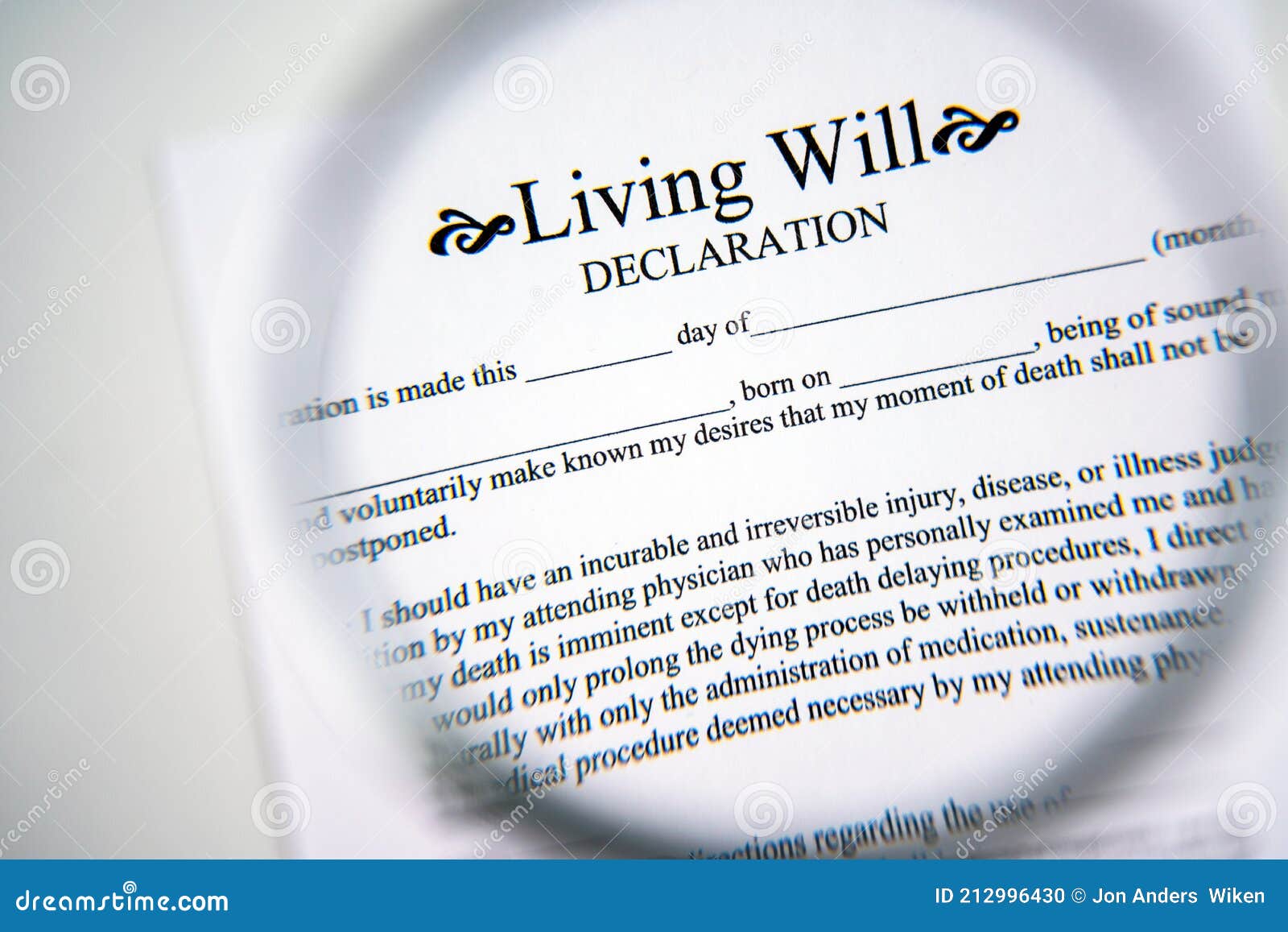 Living Will Declaration Form Stock Photo - Image of intent, glass ...