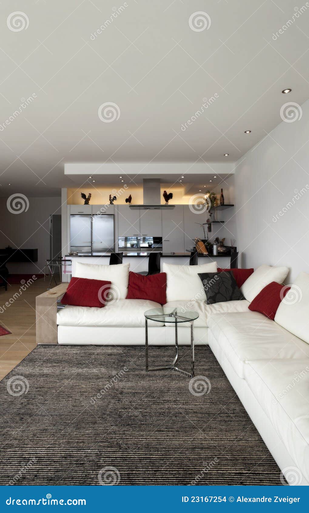 Livingroom, White Long Divan Stock Photo - Image of design, divan: 23167254
