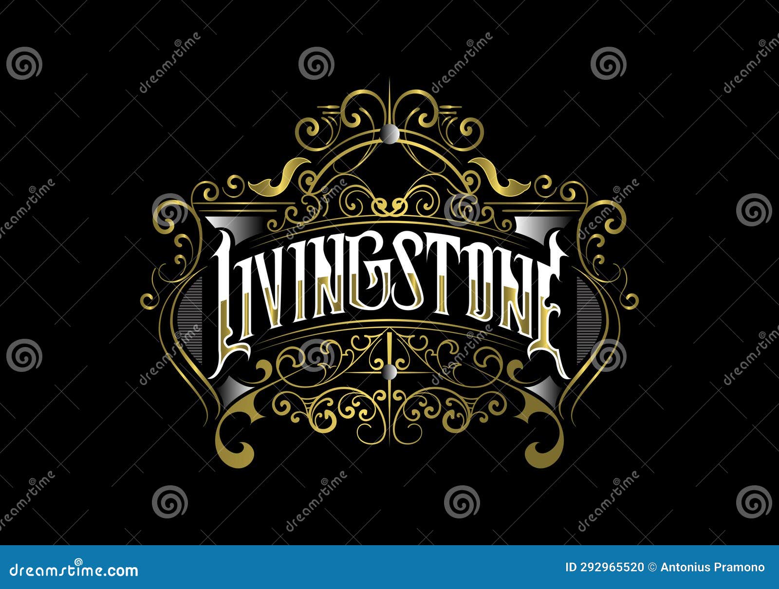 LIVINGSTONE Word Lettering Custom Design Vector Illustration ...