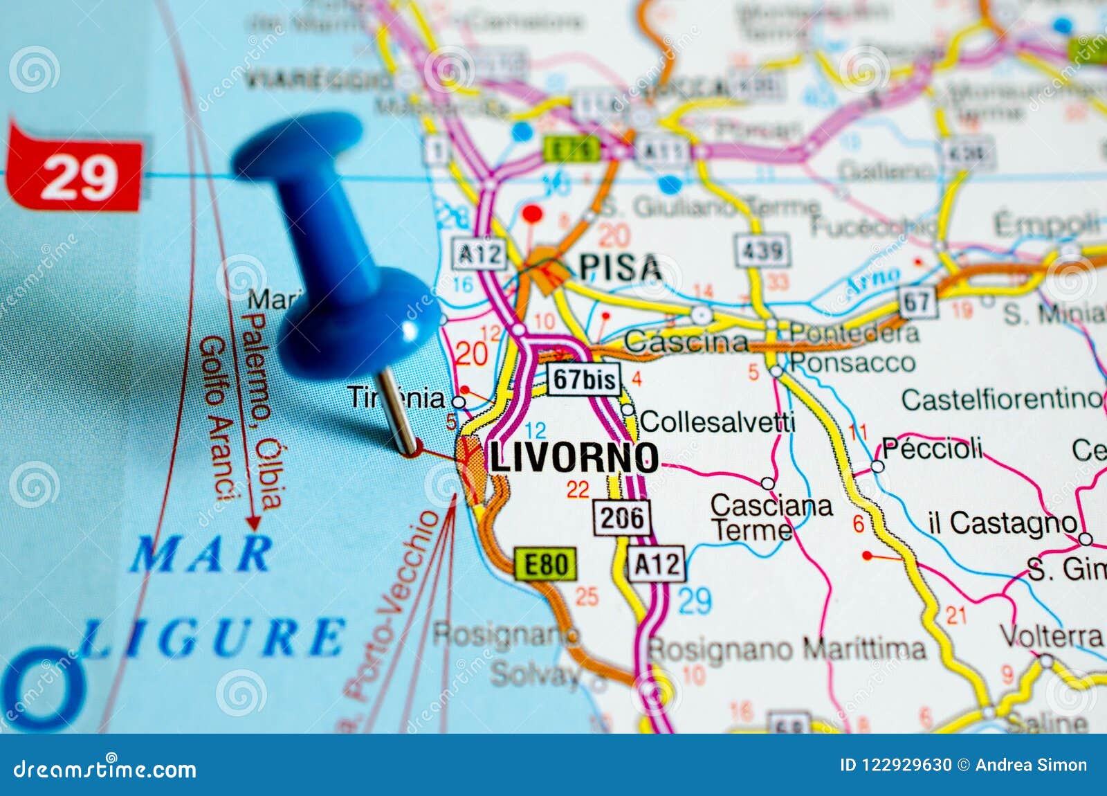 Livorno sulla mappa fotografia stock. Immagine di città - 122929630