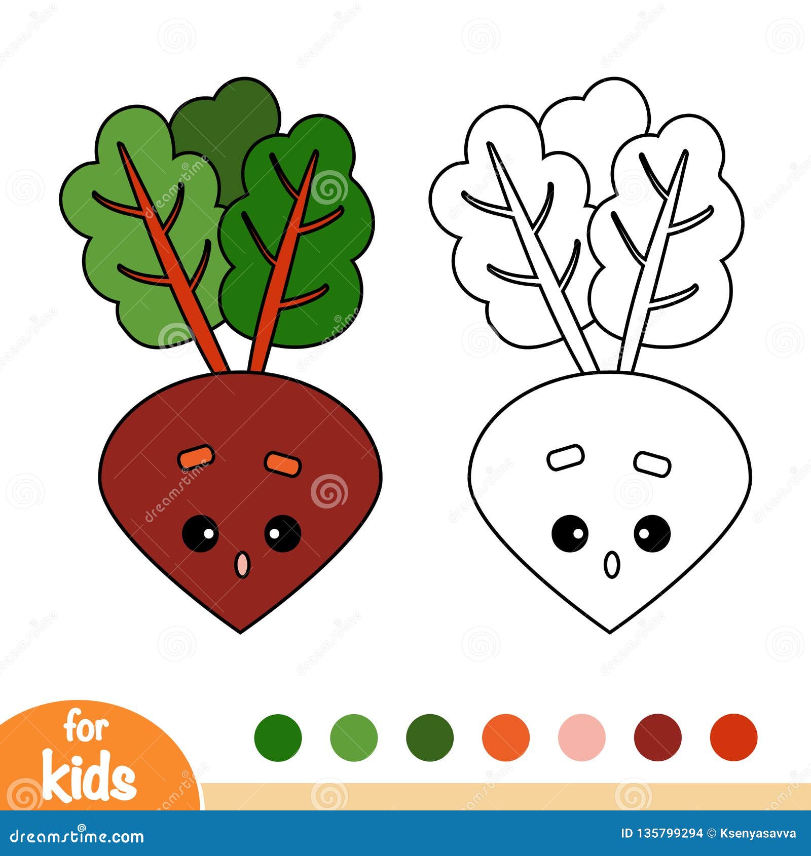 Livre De Coloriage, Betterave Avec Un Visage Mignon Illustration de Vecteur - Illustration du ...
