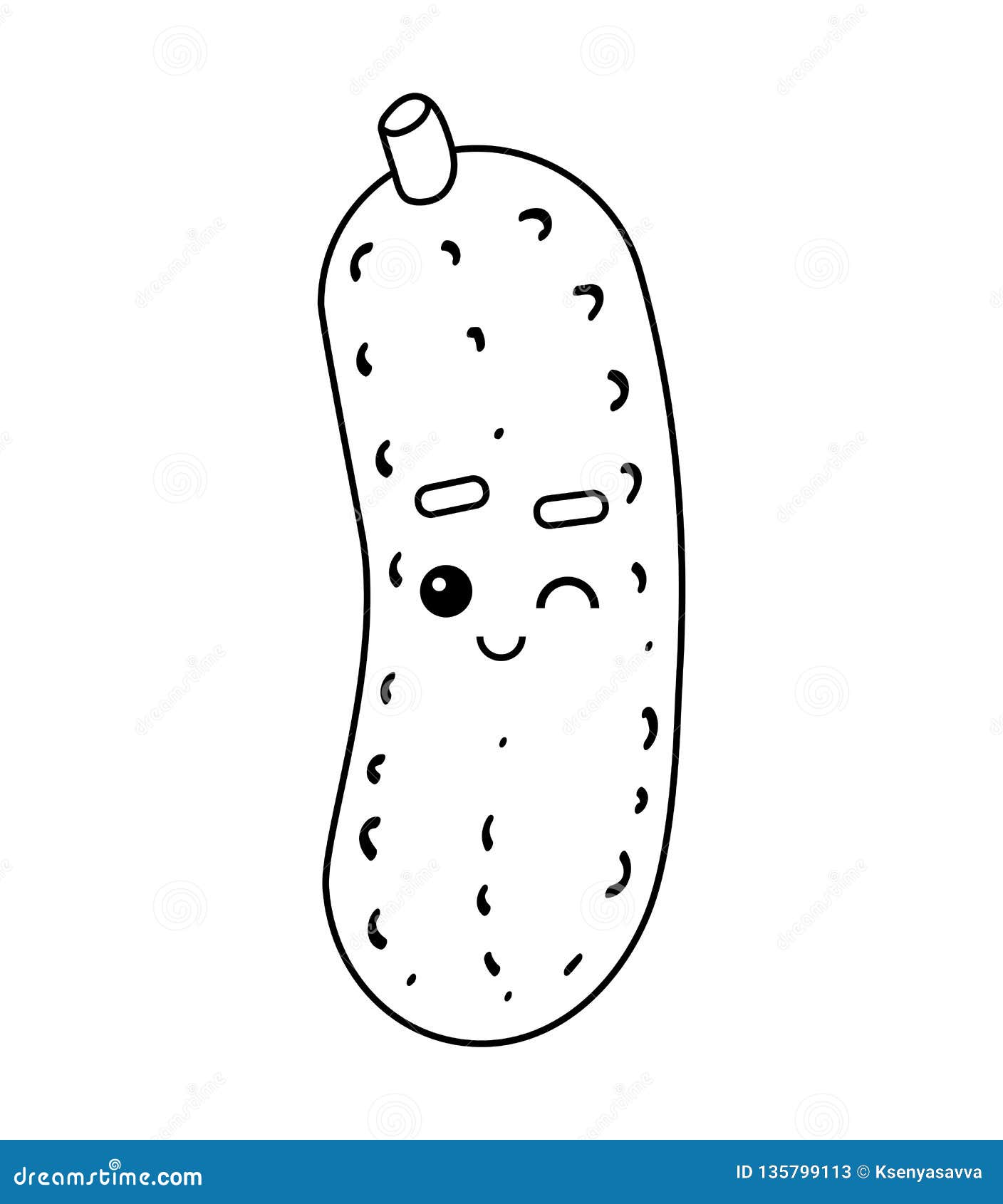 Livre De Coloriage, Concombre Avec Un Visage Mignon Illustration de ...