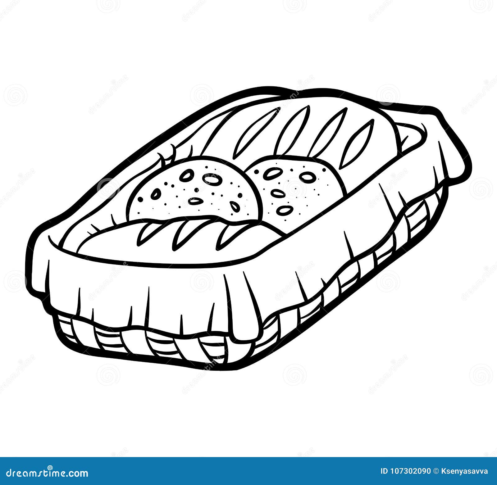 Livre De Coloriage, Panier De Pain Illustration de Vecteur ...