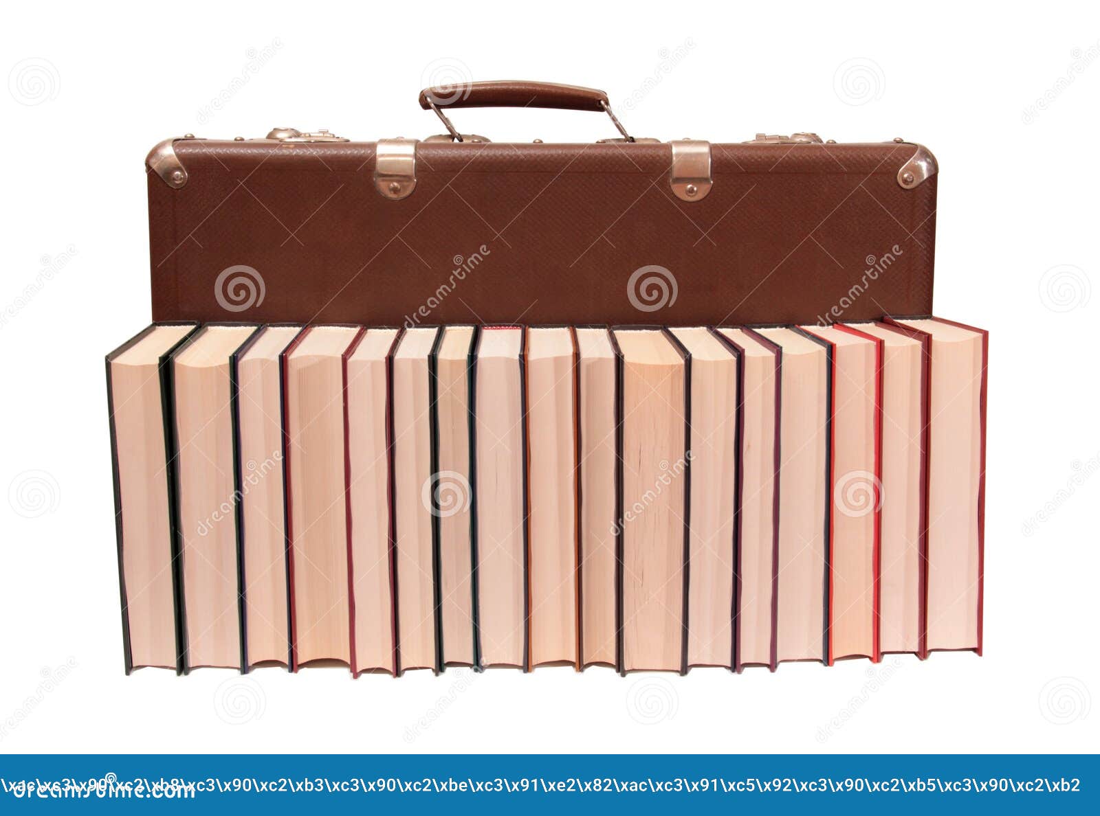 Livres et valise cinq image stock. Image du étudier - 120135299