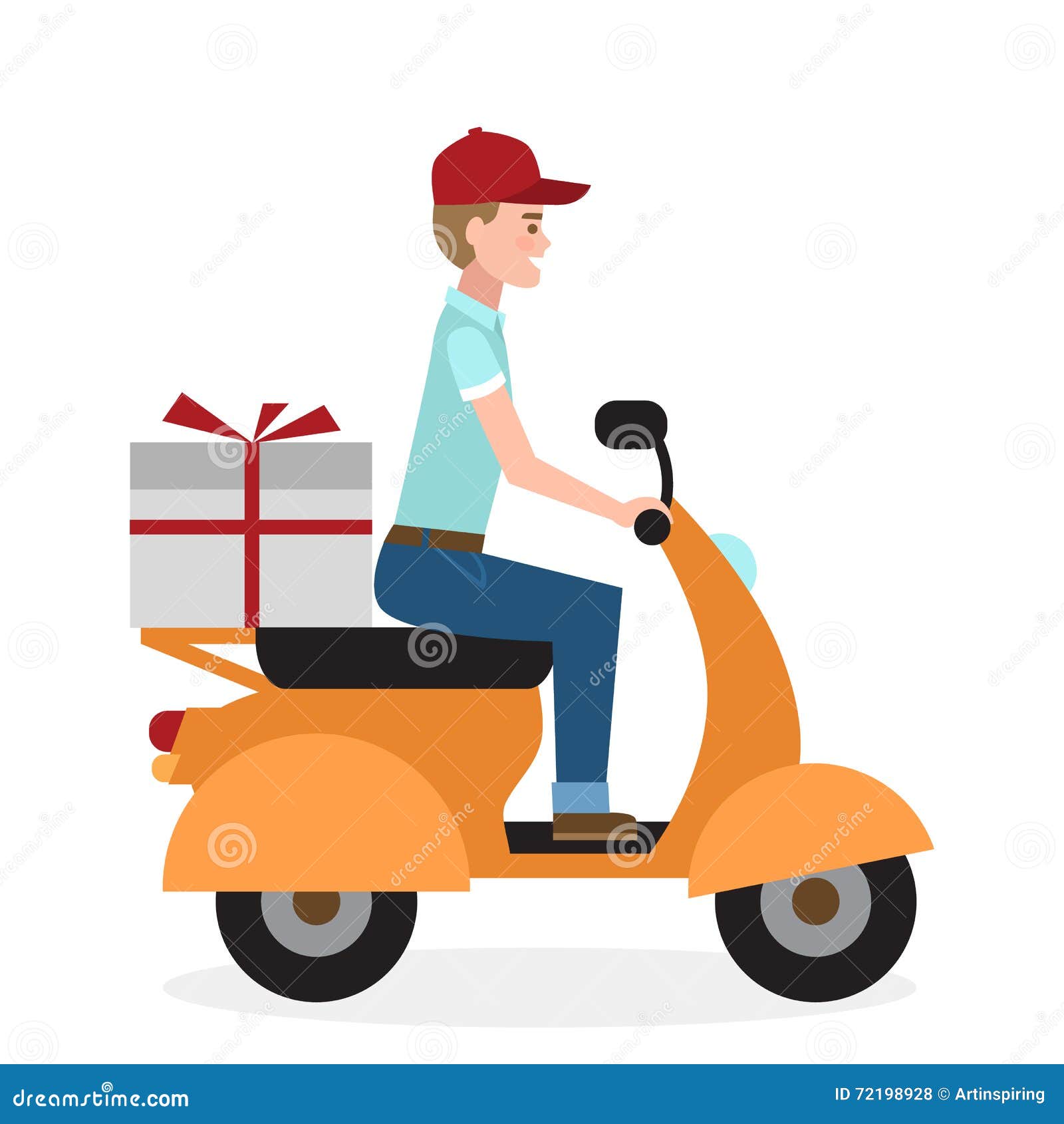 Livreur sur le scooter illustration de vecteur. Illustration du italie ...