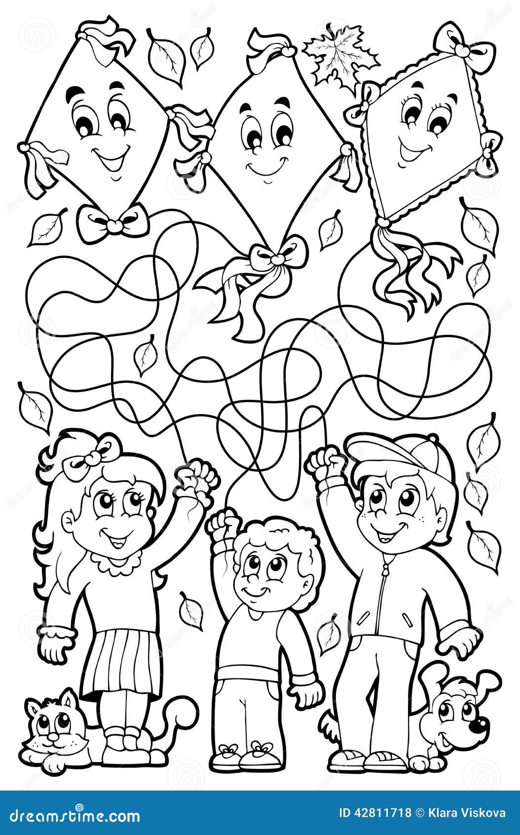 Livro Para Colorir Do Labirinto 9 Com Crianças Ilustração do Vetor ...