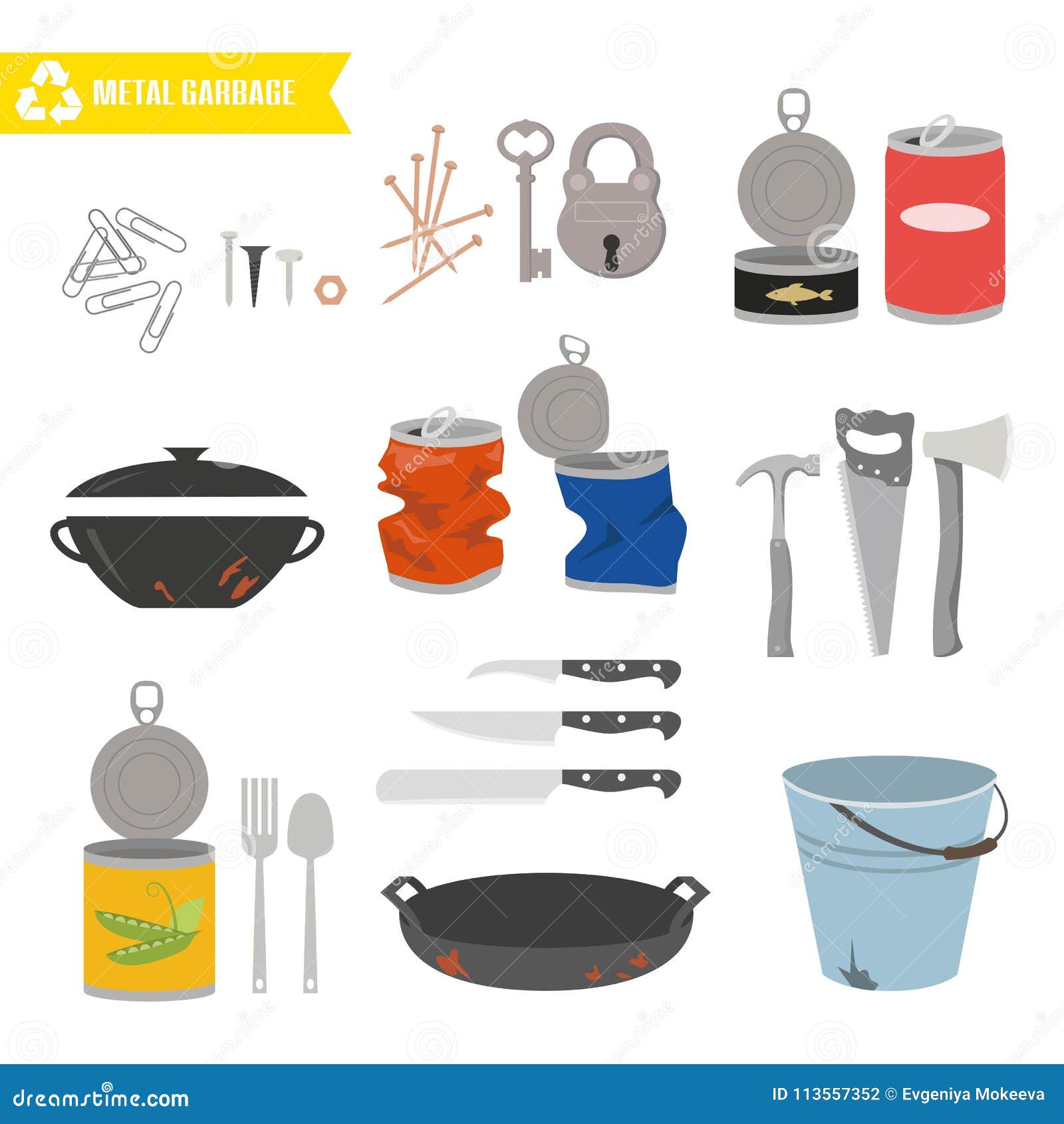 Lixo Do Metal No Fundo Branco Ilustração do Vetor - Ilustração de nana ...