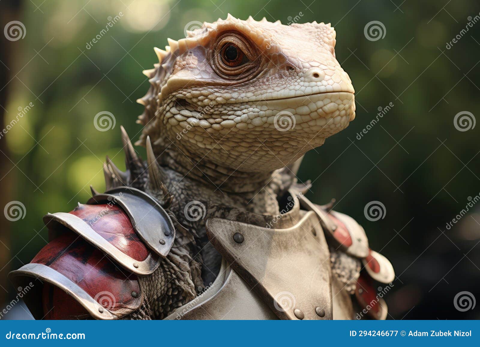 A Lizard In Armor, Wearing A Suit With A Dramatic Studio Background ...
