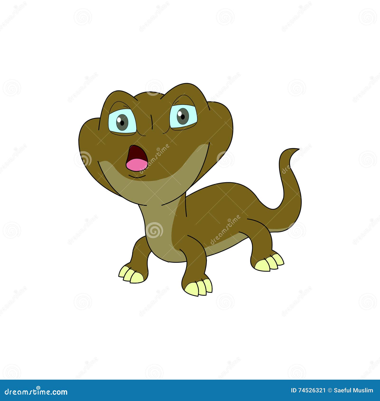 Lizard Character with Front View and Whistling Mouth Stock Vector ...