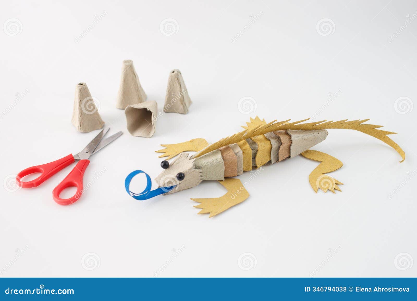 Lizard Craft Using Recycled Materials, Egg Cartons and Cardboard, Step ...