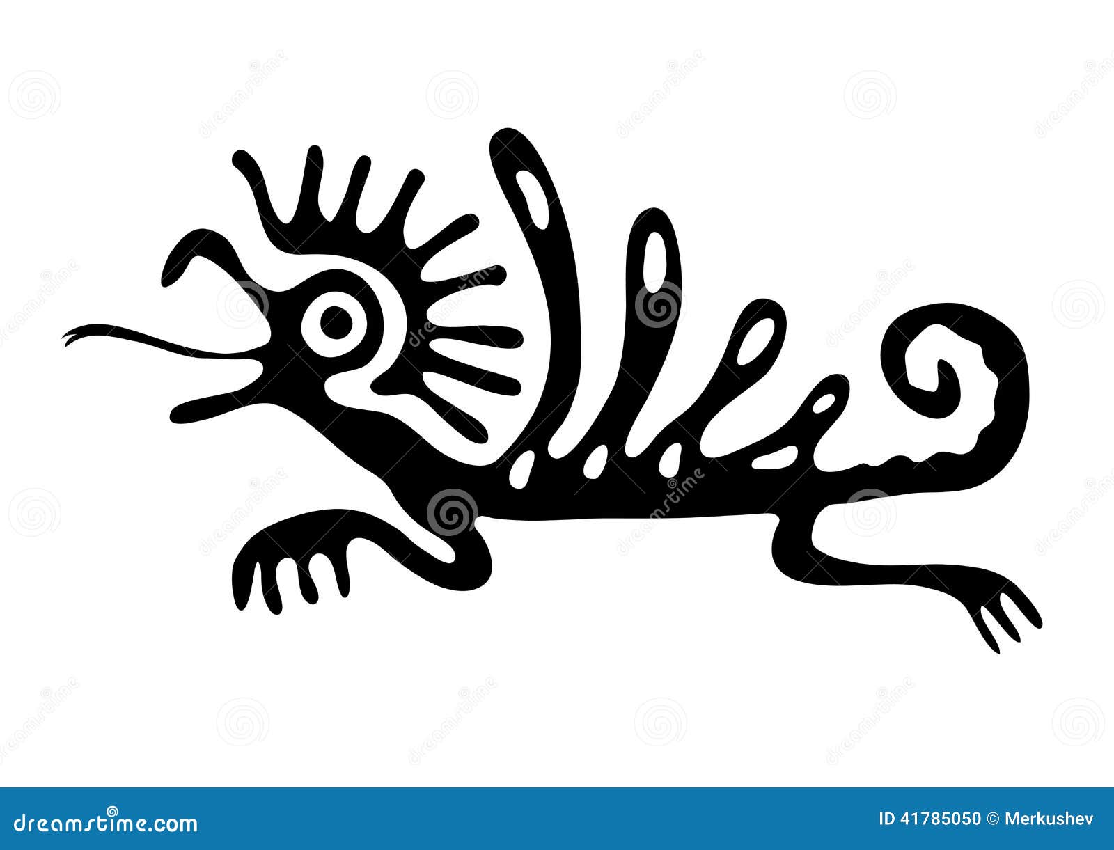 Lizard or Dragon in Native Style Stock Vector - Illustration of ancient ...