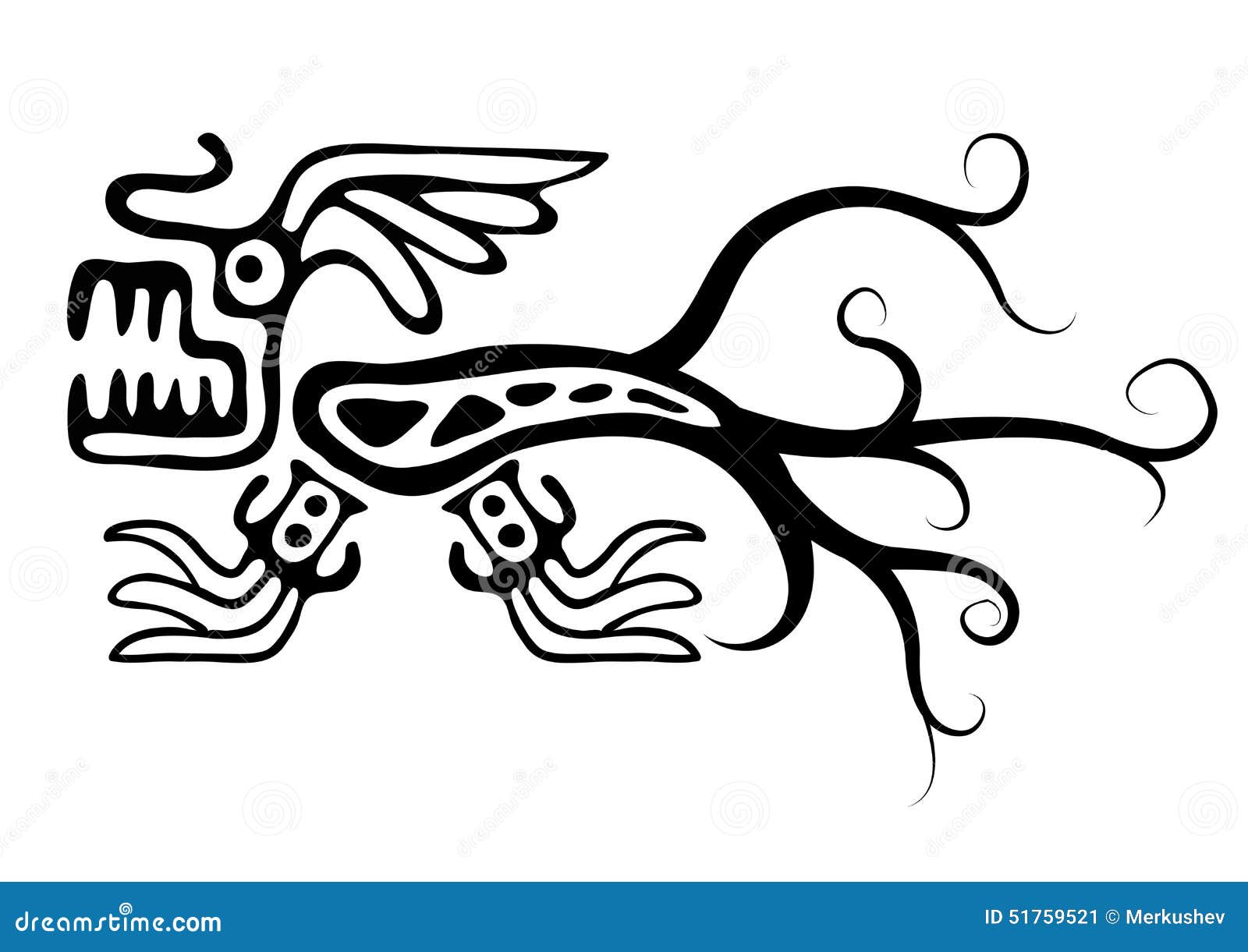 Lizard or Dragon in Native Style Stock Vector - Illustration of maya ...