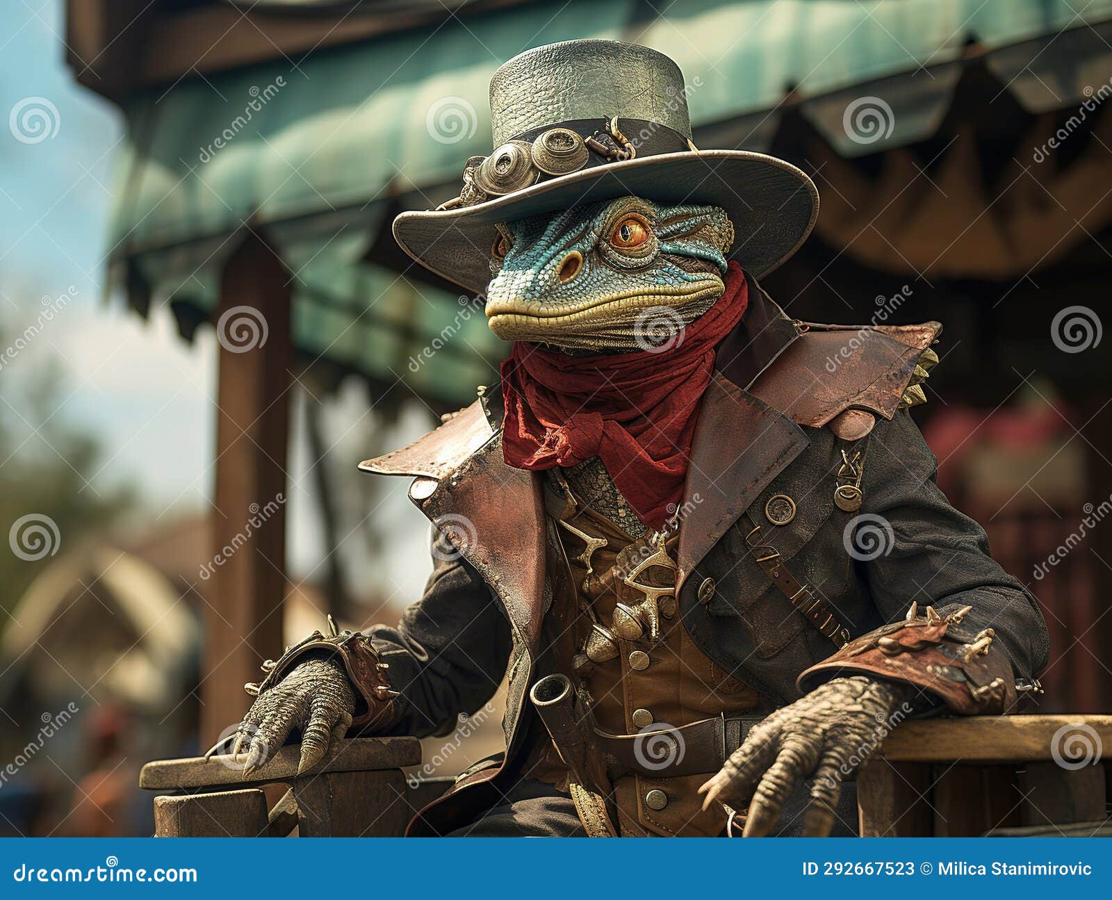 Lizard Cowboy: Concept Art Commission With Dieselpunk Influence Stock ...