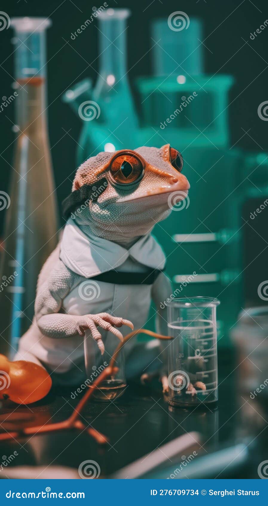 A Scientist Lizard Dressed in a Lab Coat and Glasses. AI Generative ...