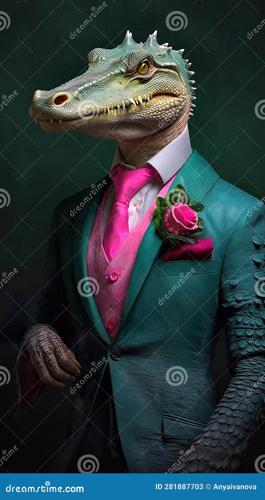 A Lizard Dressed in a Suit and Tie. Generative AI Image. Stock ...
