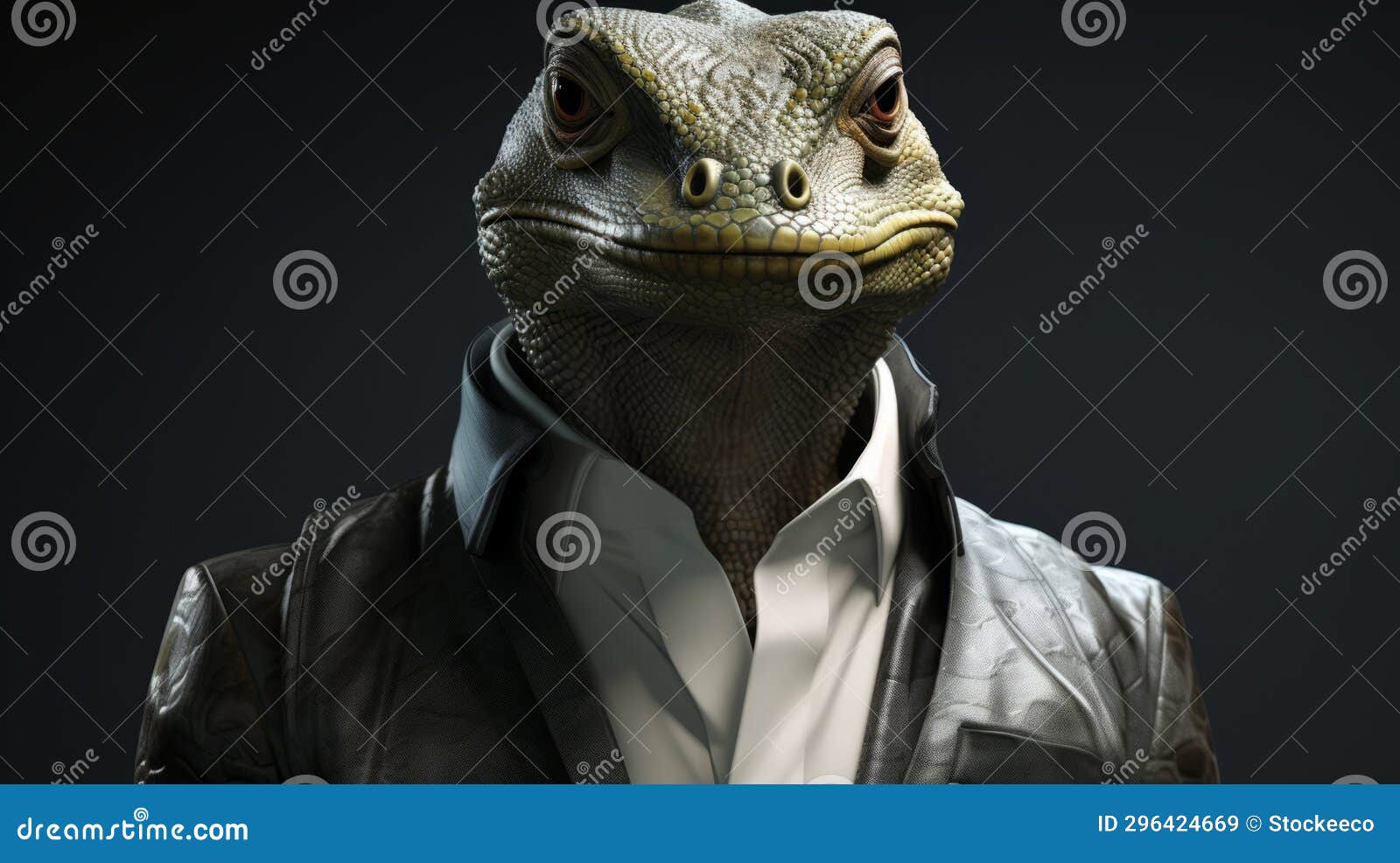 Stylish Lizard Head Portrait in the Style of Raphael Lacoste Stock ...