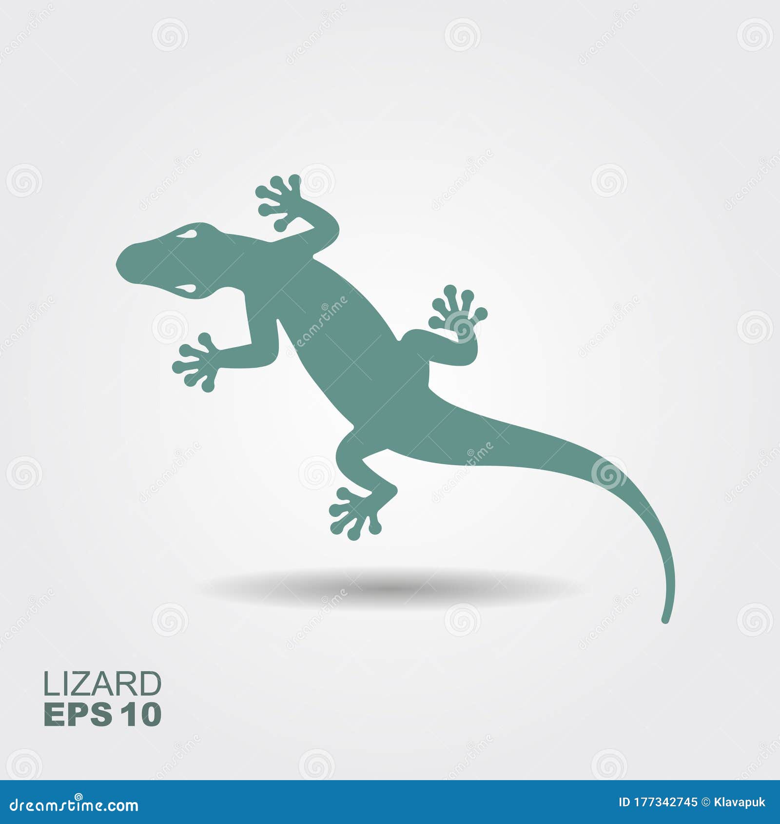 Lizard. Flat Monochrome Icon with a Shadow. Vector Illustration Stock ...