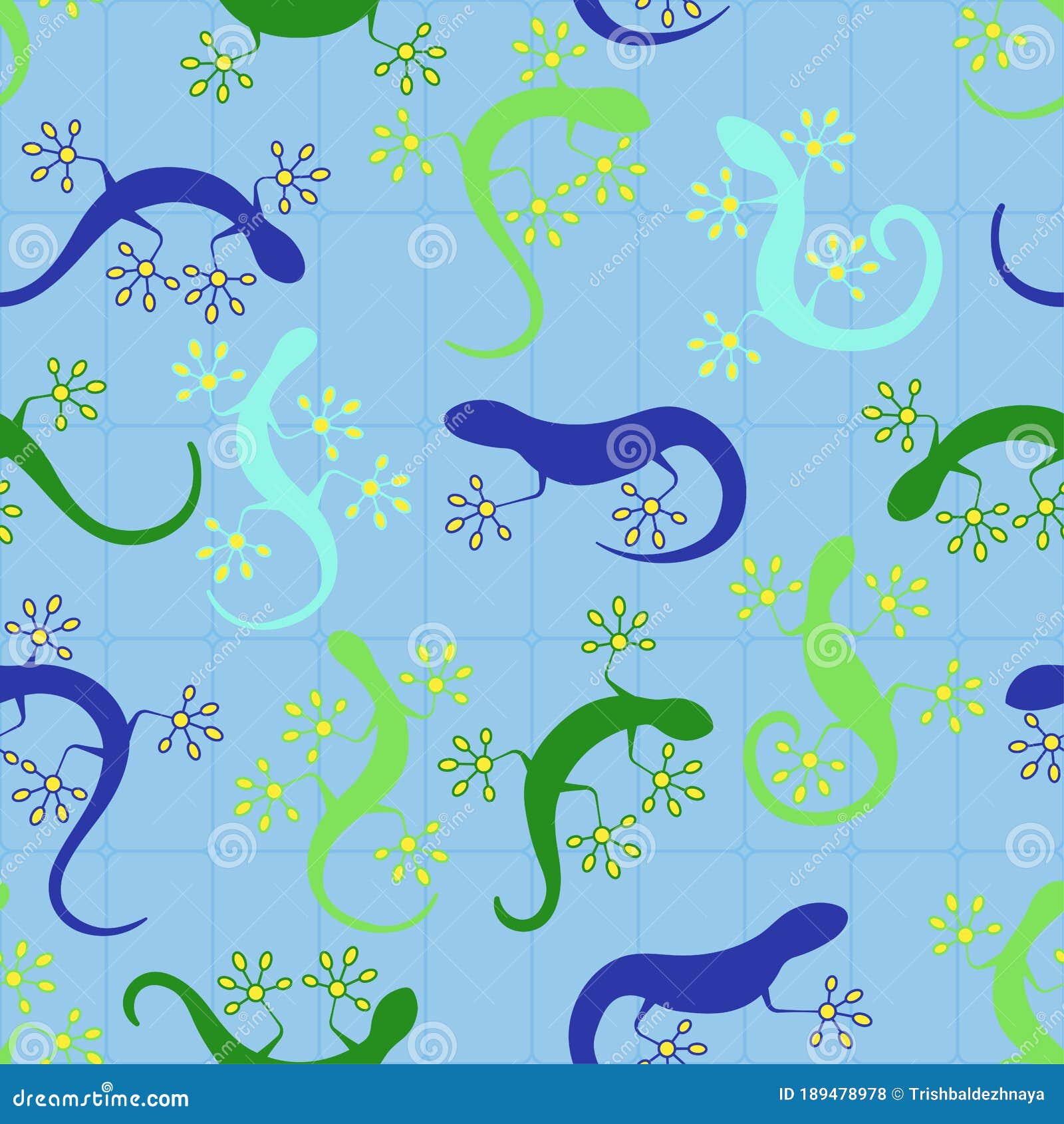 Gecko Seamless Pattern White On A Green Background Vector Illustration ...