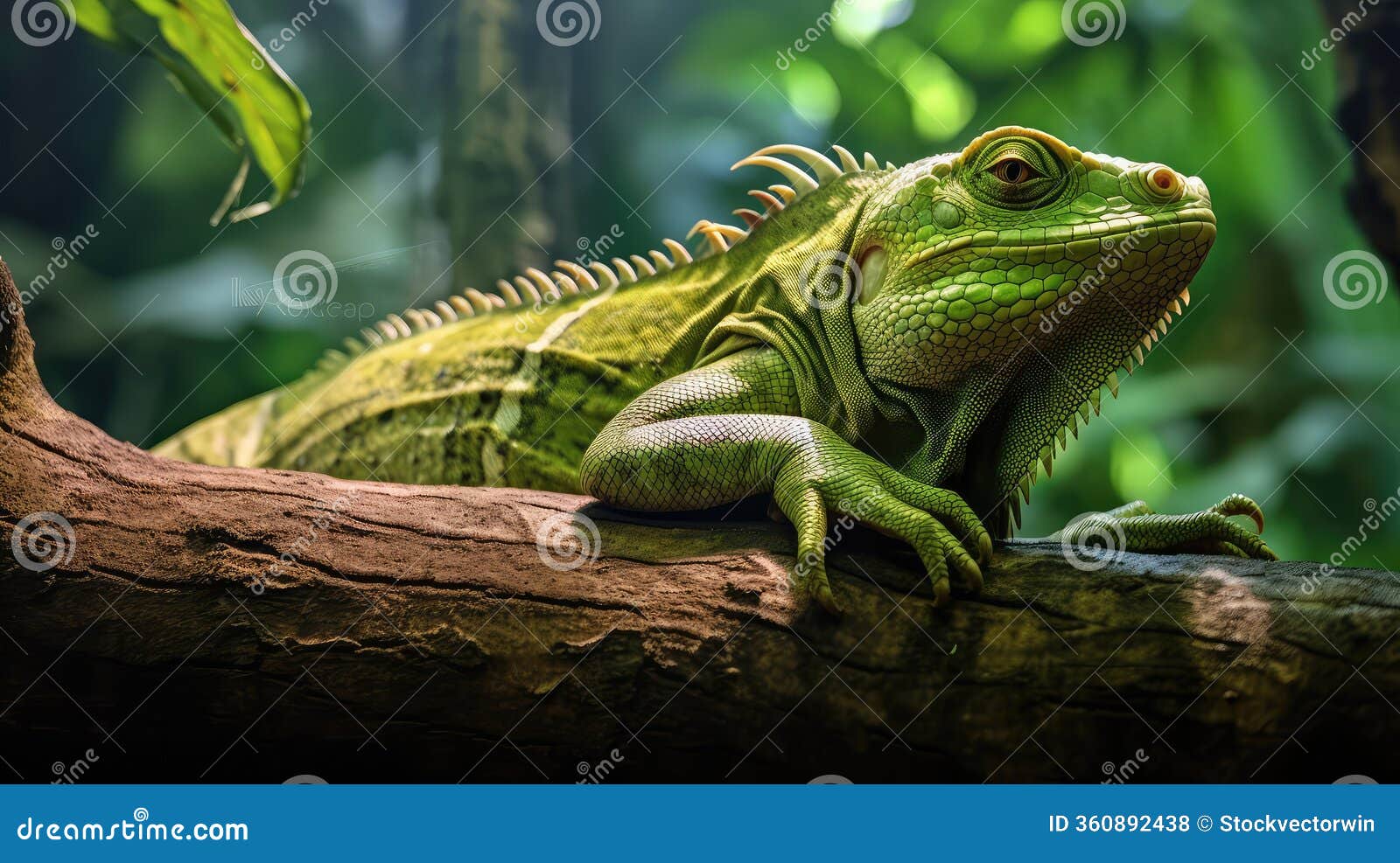Green Basilisk, Jesus Lizard (Basiliscus Plumifrons) Cartoon Vector ...