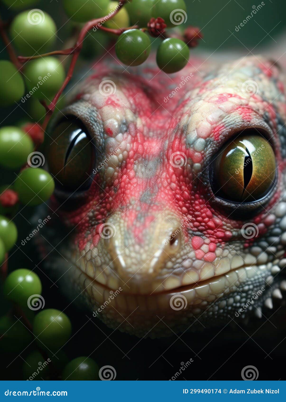 A Lizard with Green and Red Spots Stock Illustration - Illustration of ...
