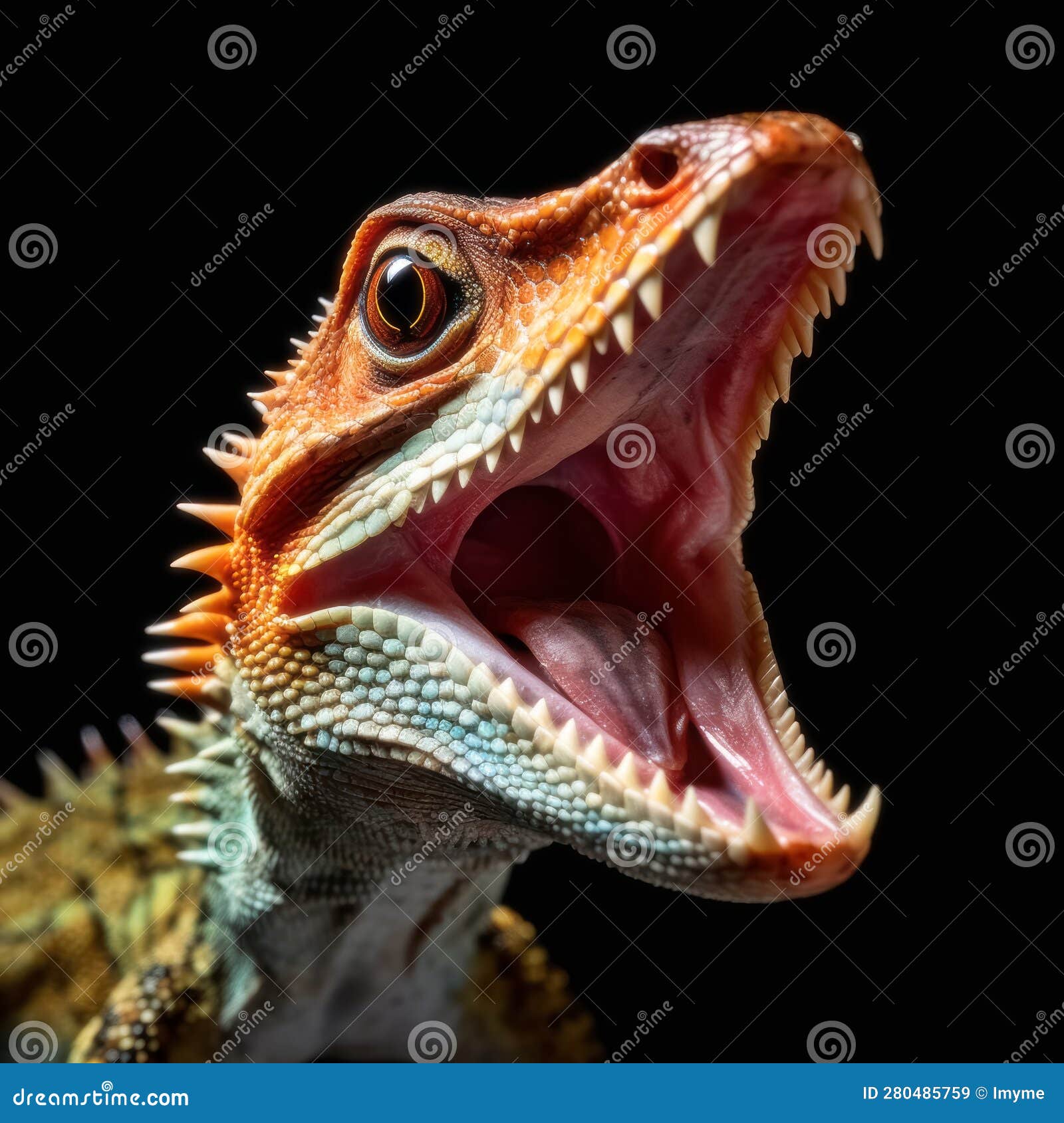 Lizard Head with Open Mouth Stock Illustration - Illustration of lizard ...