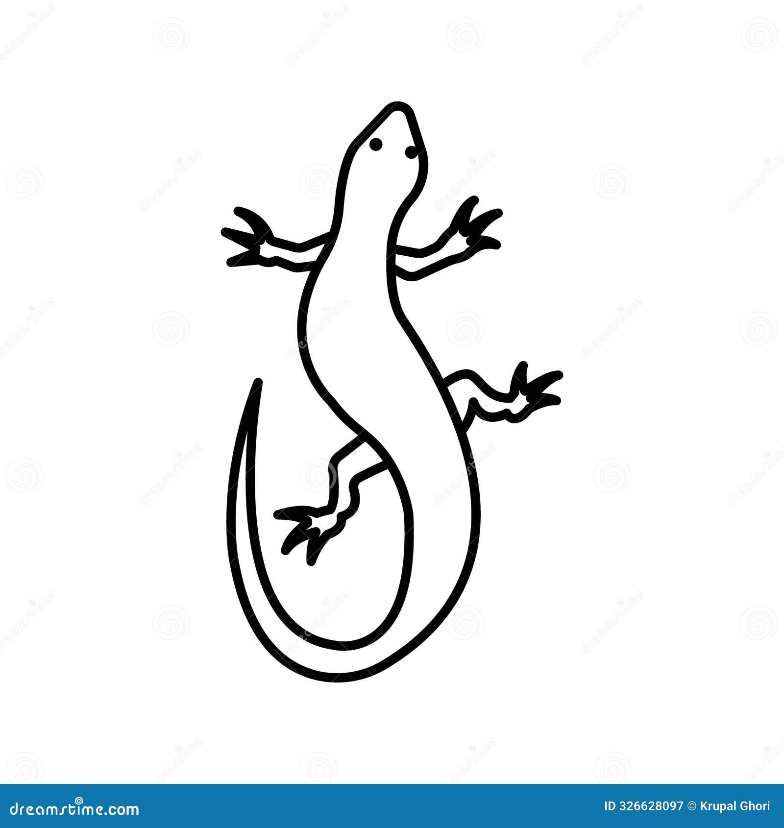 Lizard Icon Linear Logo Mark In Black And White Cartoon Vector ...