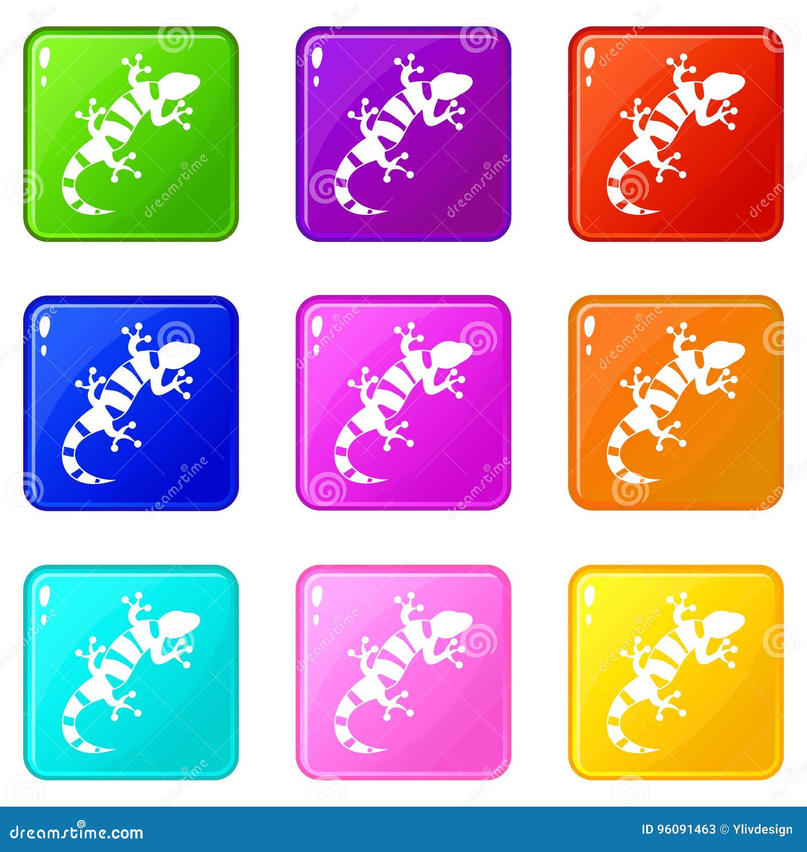 Lizard icons 9 set stock vector. Illustration of body - 96091463