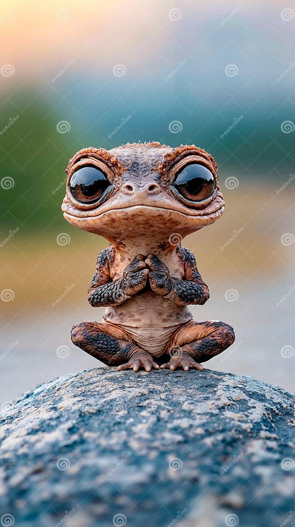 A Small Toad Sitting on Top of a Rock Stock Image - Image of serene ...