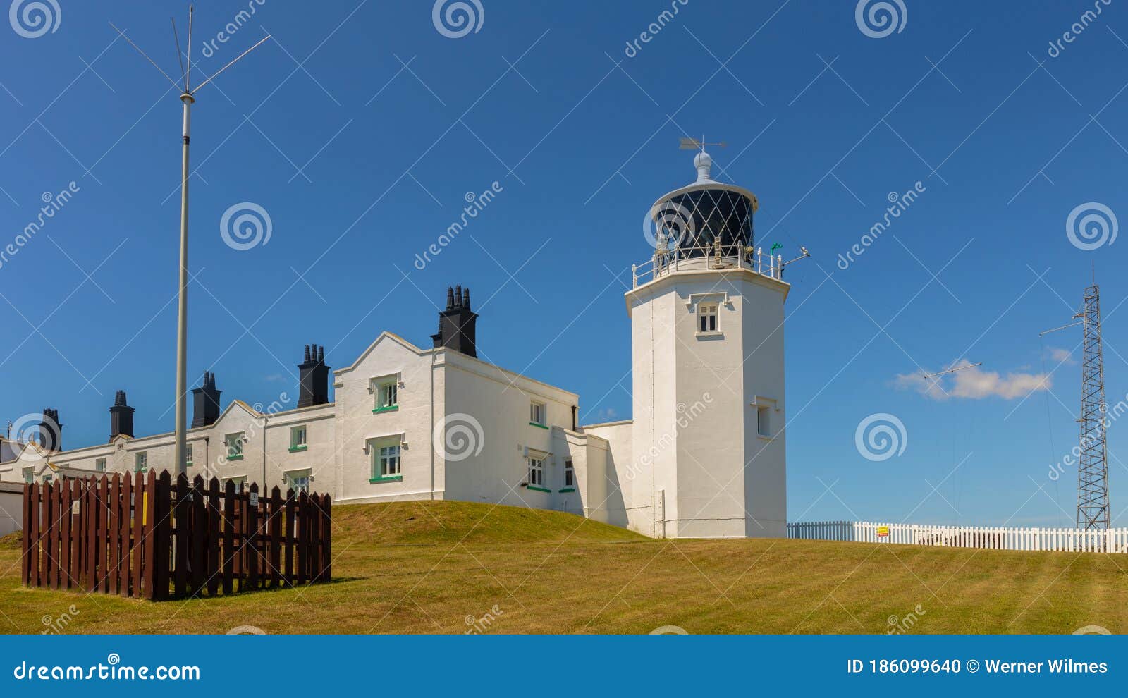 The White Lighthouse of Lizard with a Blue Sky. Stock Photo - Image of ...