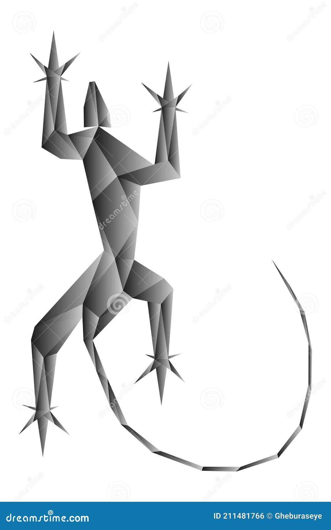 Lizard with Mosaic Pattern, Gray Tones, Isolated. Stock Illustration ...