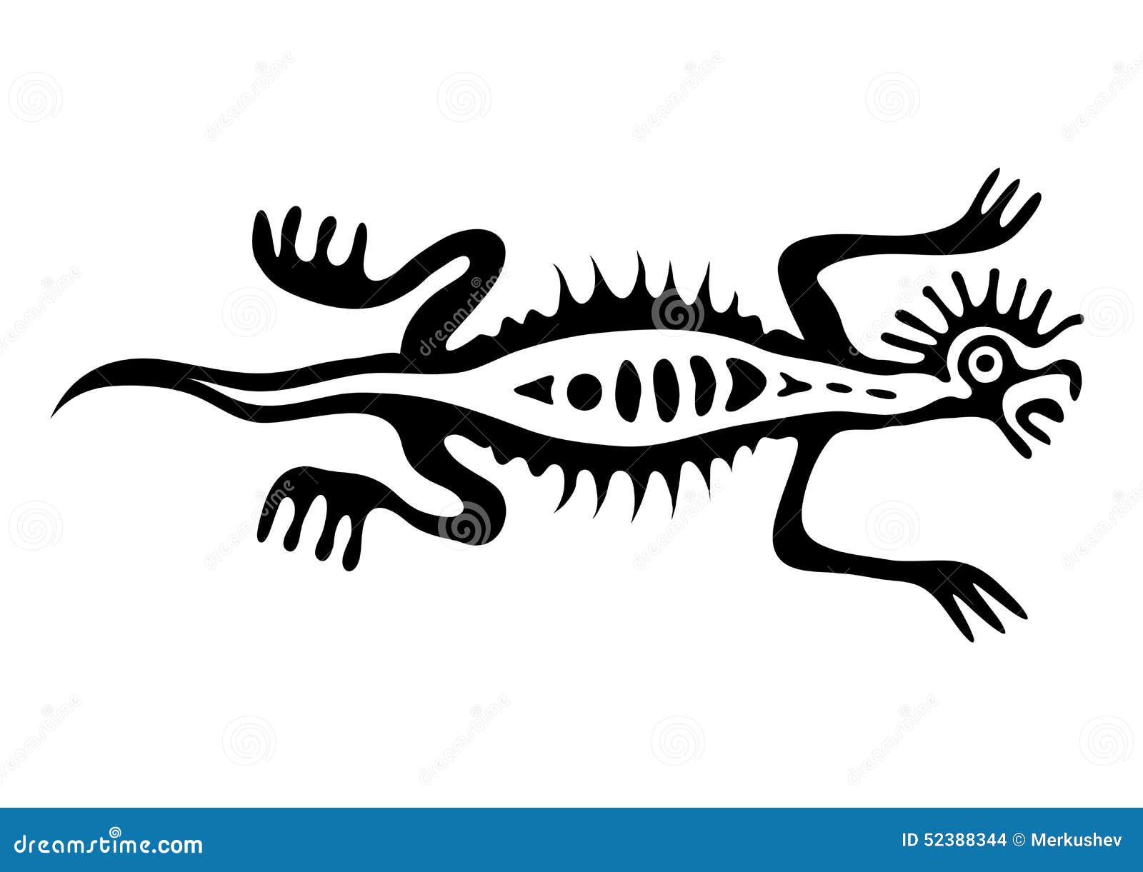 Lizard in native style stock vector. Illustration of isolated - 52388344