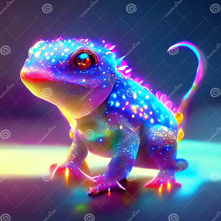 Lizard in Neon Light. 3d Rendering, 3d Illustration Stock Illustration ...