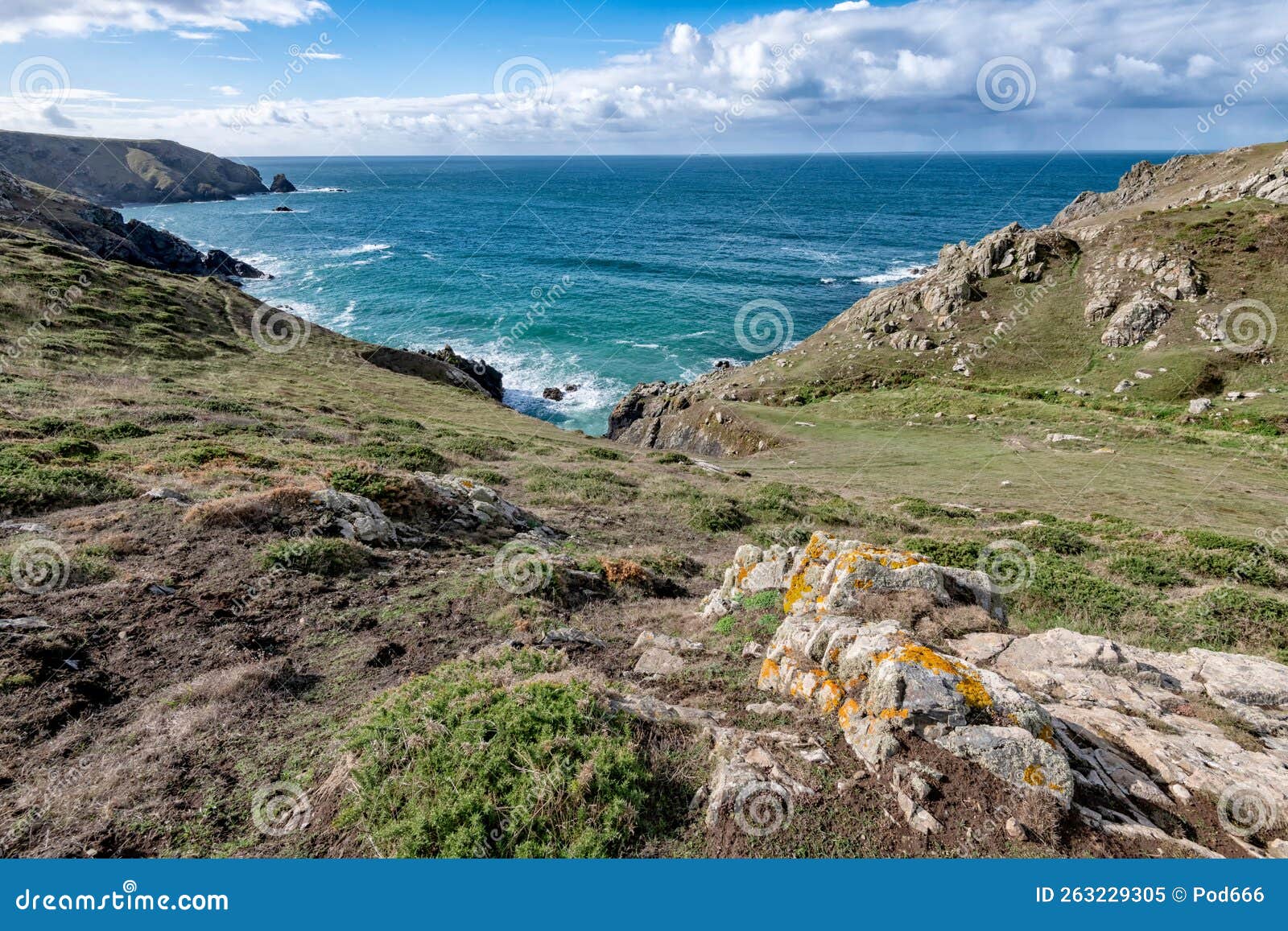 Lizard Peninsular Cornwall from the Coastal Path Stock Image - Image of ...