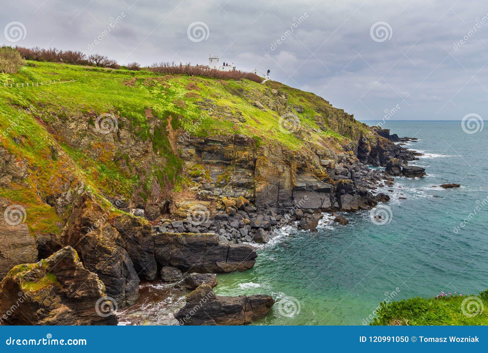 View of Atlantic Coast of Cornwall- Lizard Point, UK Stock Photo ...