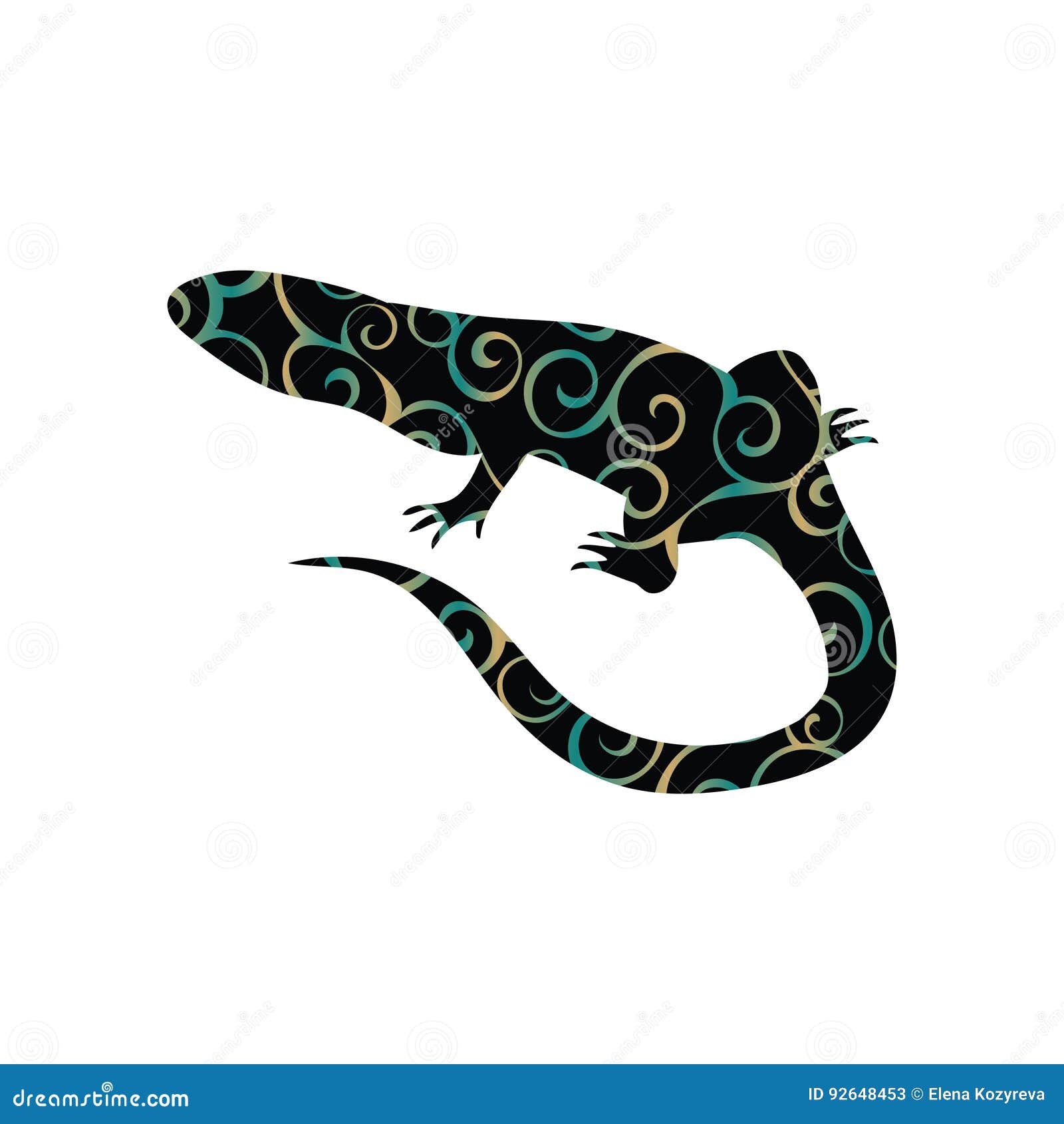 Lizard Reptile Color Silhouette Animal Stock Vector - Illustration of ...