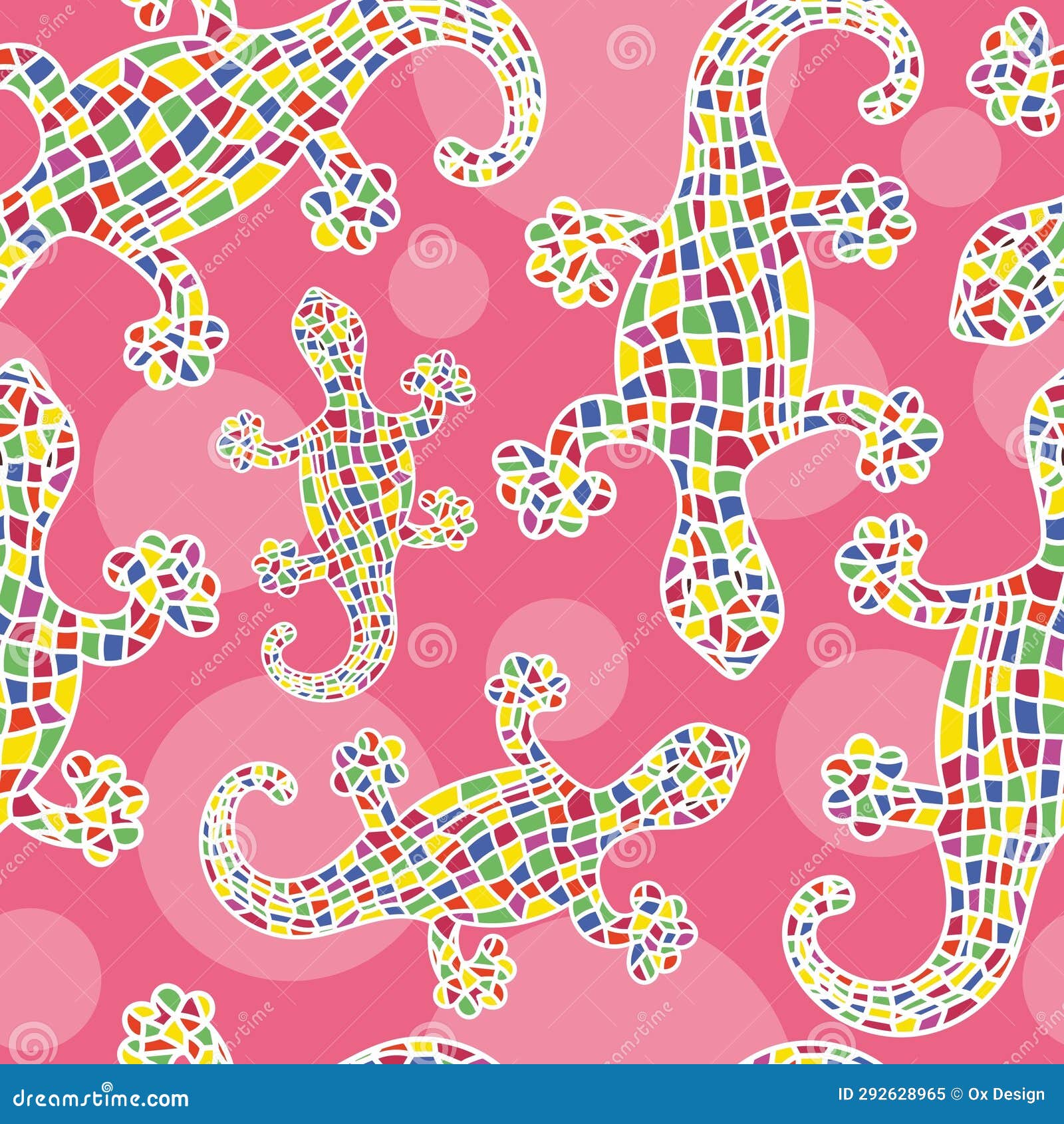 Lizard Seamless Pattern Background. Pink Colors Stock Vector ...