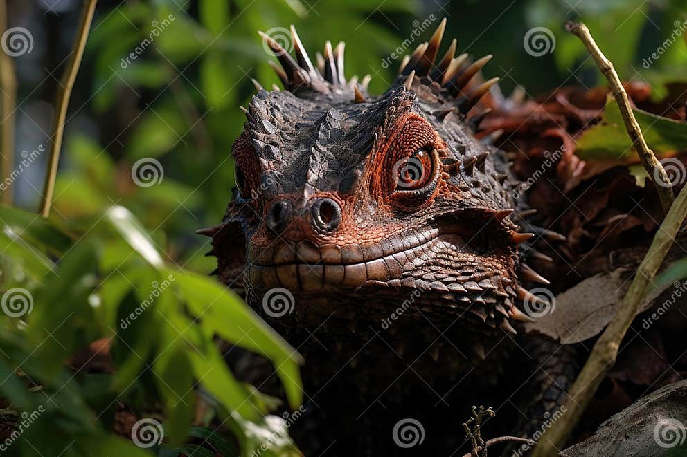 A lizard with sharp teeth stock illustration. Illustration of iguanidae ...