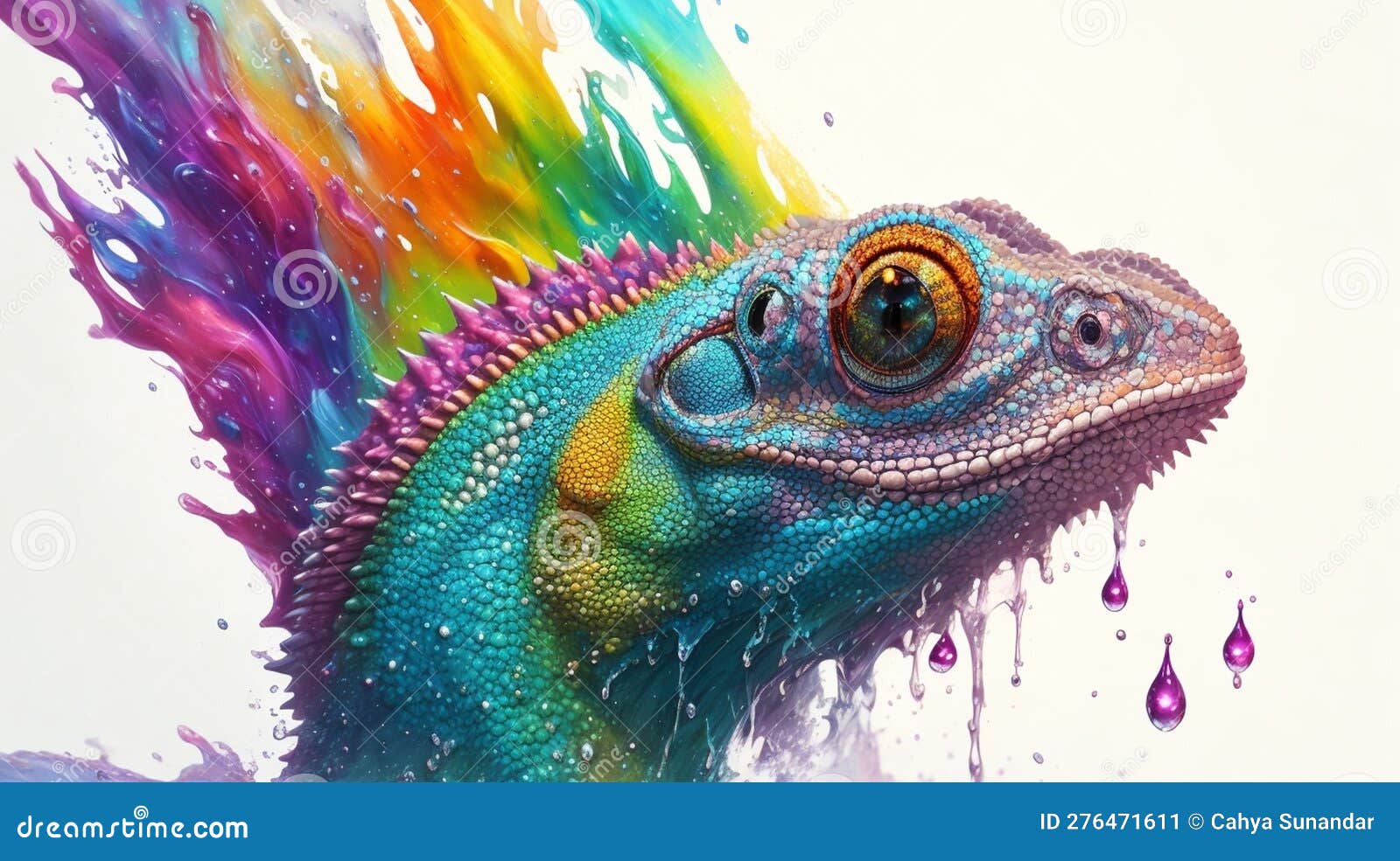 Lizard Splash Art Illustration, Generative AI Art Stock Illustration ...