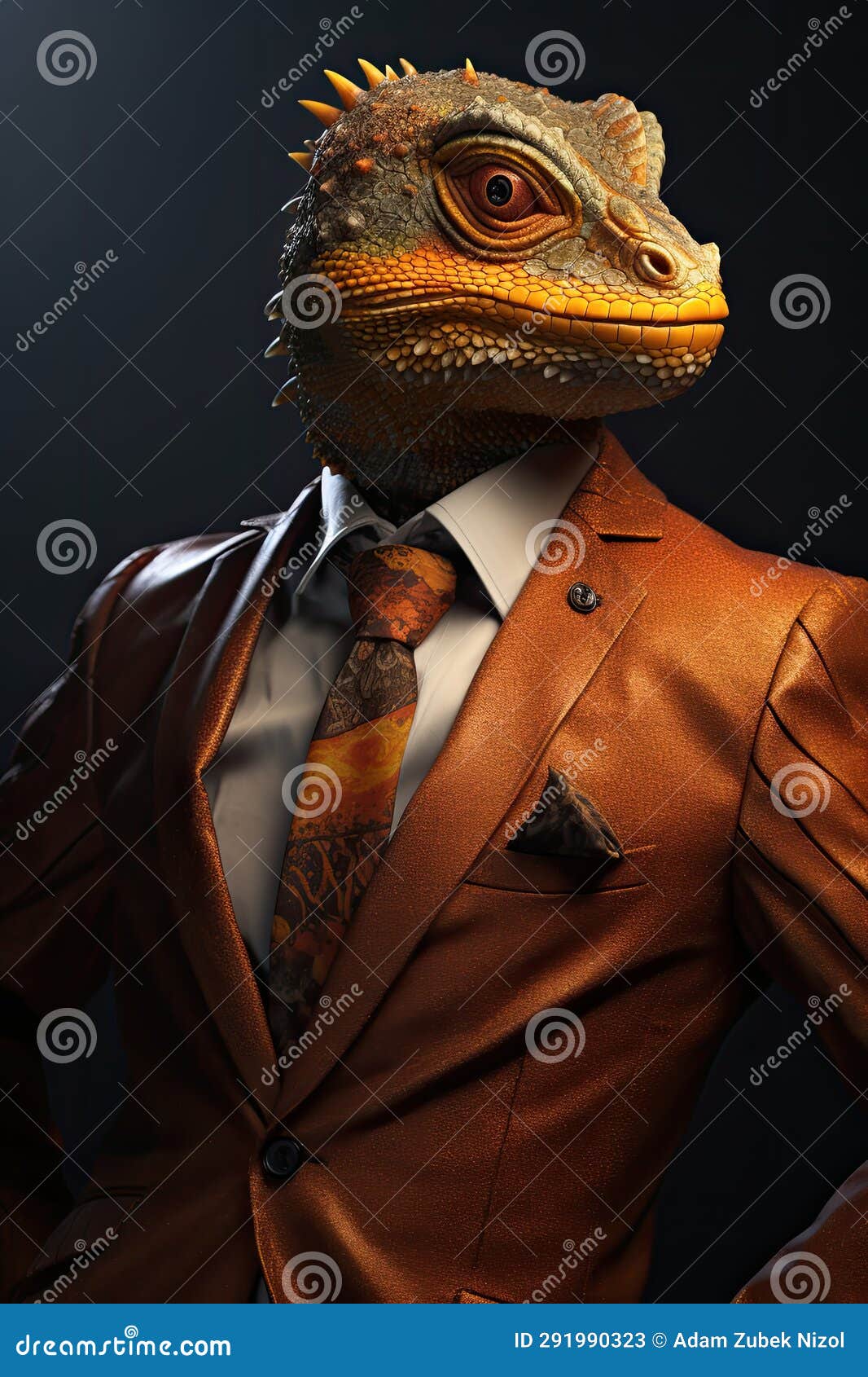 A lizard in a suit stock illustration. Illustration of formal - 291990323