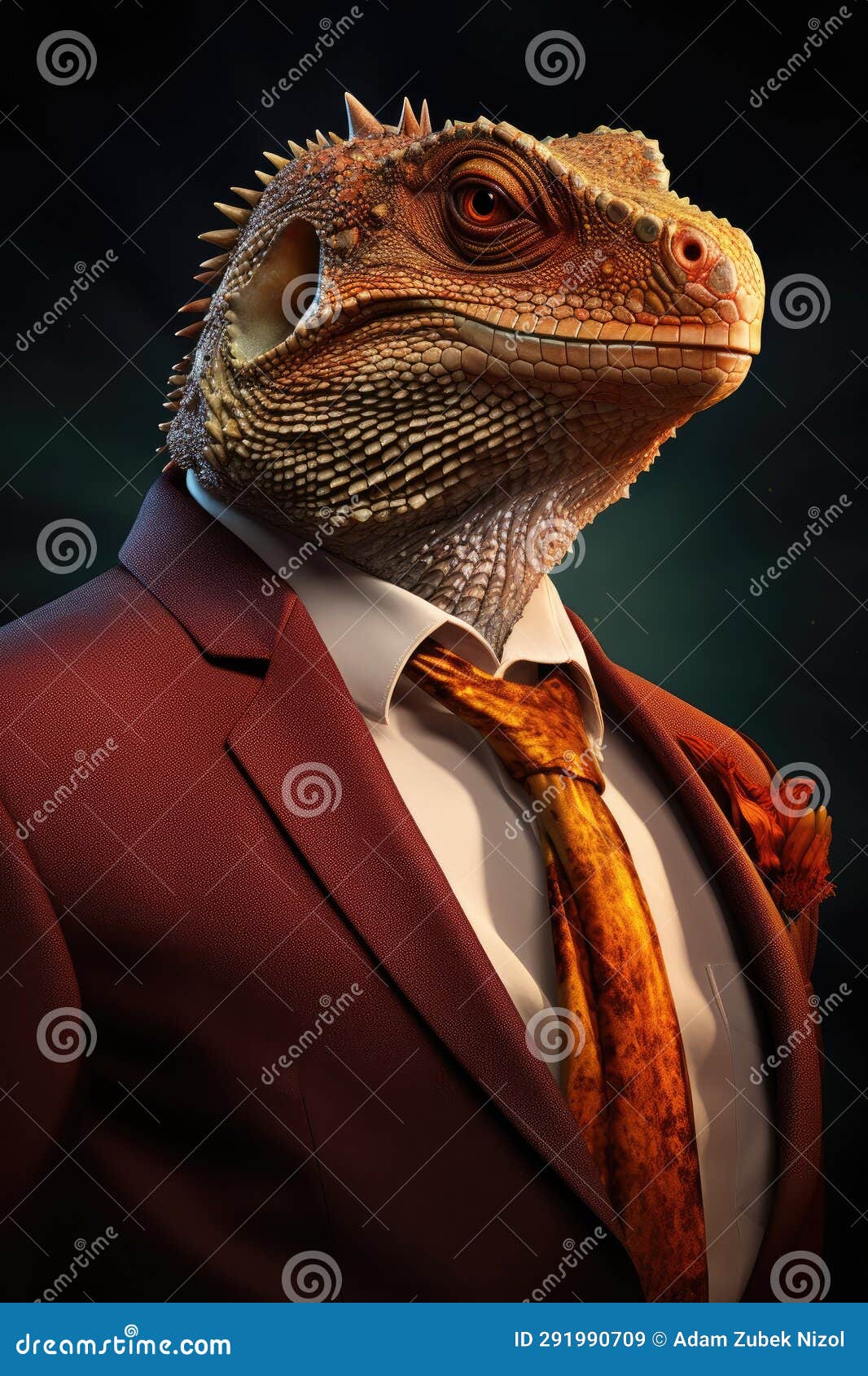 A lizard in a suit stock illustration. Illustration of fashion - 291990709