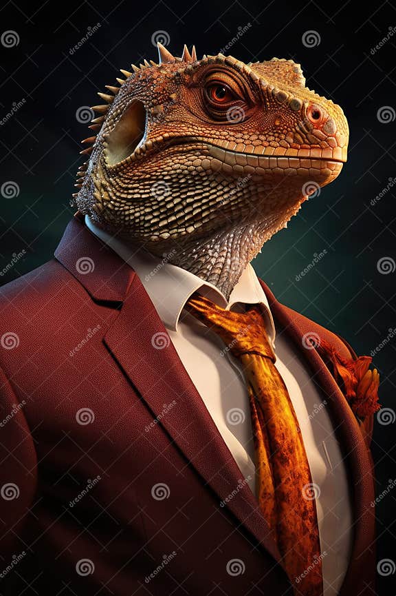 A lizard in a suit stock illustration. Illustration of fashion - 291990709